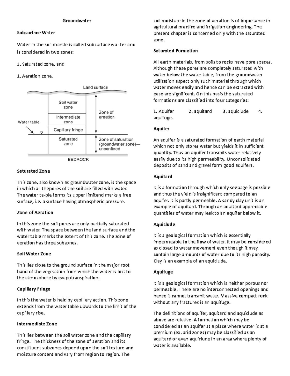 Groundwater - Hydrology - Groundwater Subsurface Water Water in the soil mantle is called ...