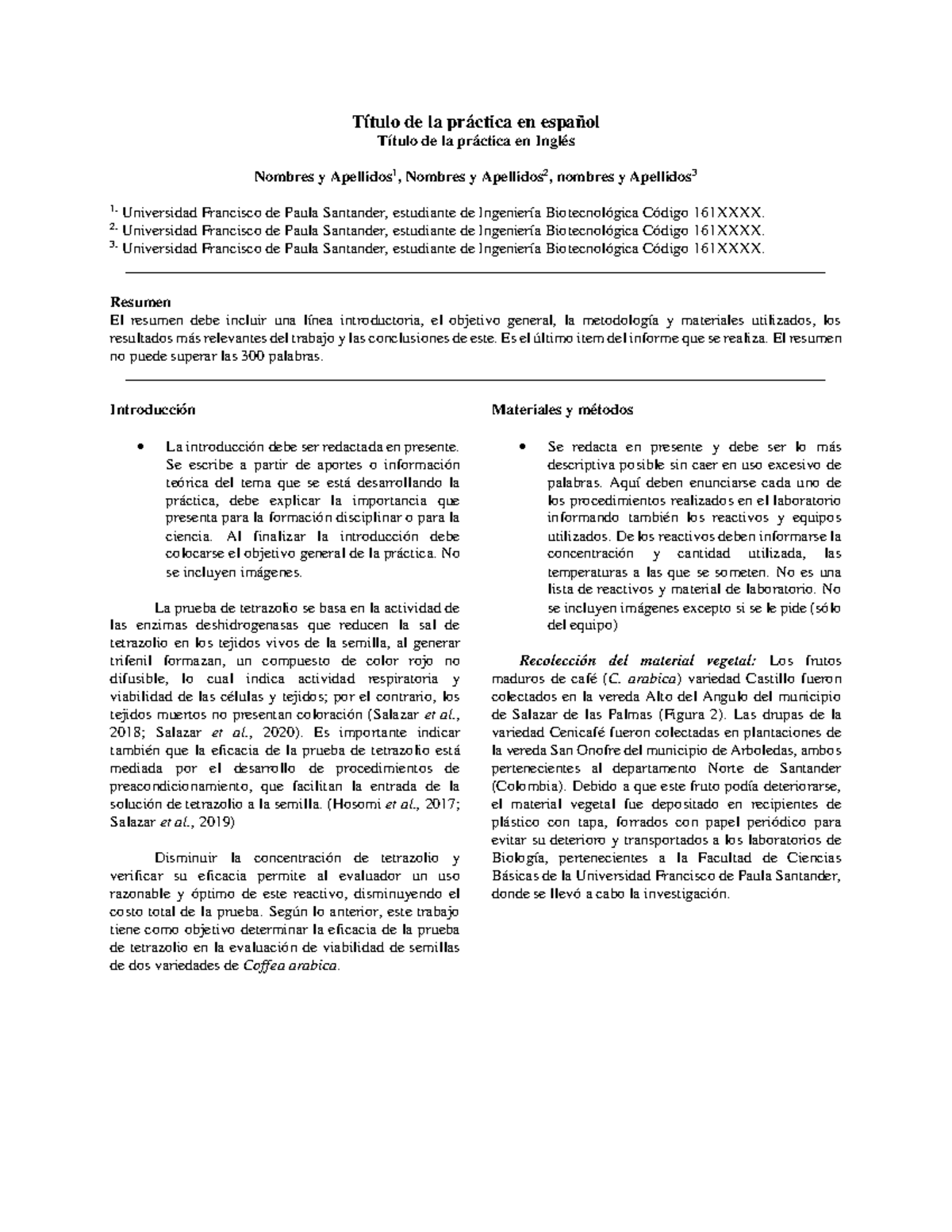 Informe de laboratorio con ejemplo - Título de la práctica en español ...