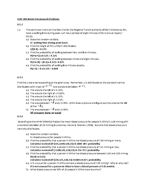STAT 200 Week 6 Homework Problems - Warning: TT: undefined function: 32 Brionna Barnes STAT 200 ...
