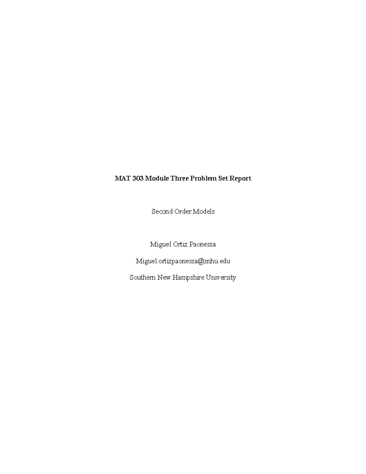 MAT 303 Module Three Problem Set Report - Multiple regression models ...