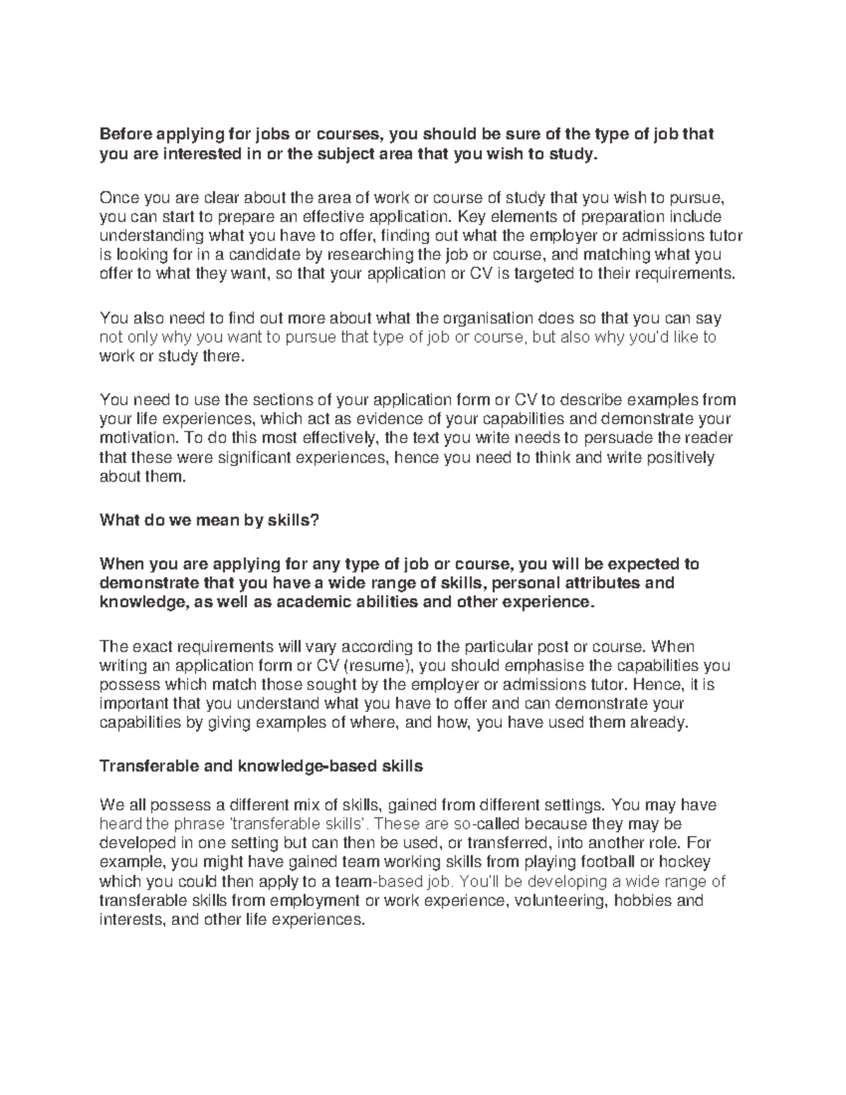 How to Succeed at Writing Applications - Before applying for jobs or ...