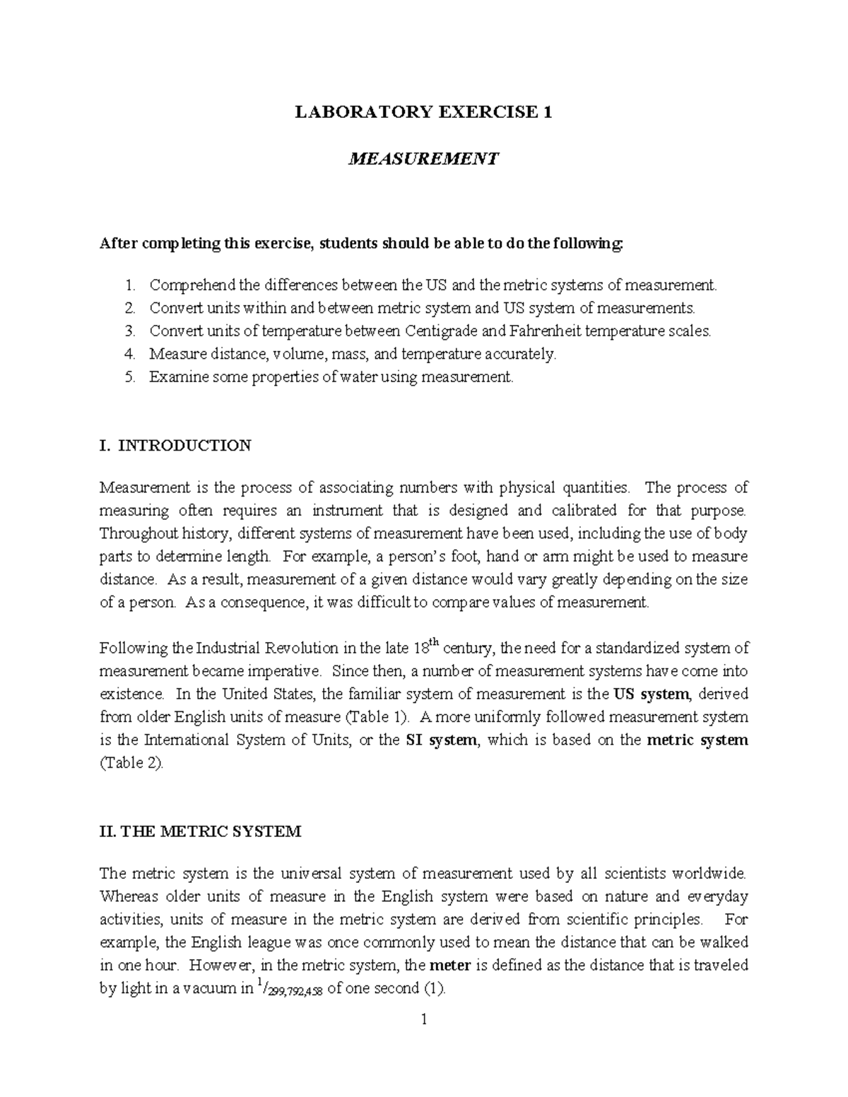1 Measurement 4 - LABORATORY EXERCISE 1 MEASUREMENT After completing ...