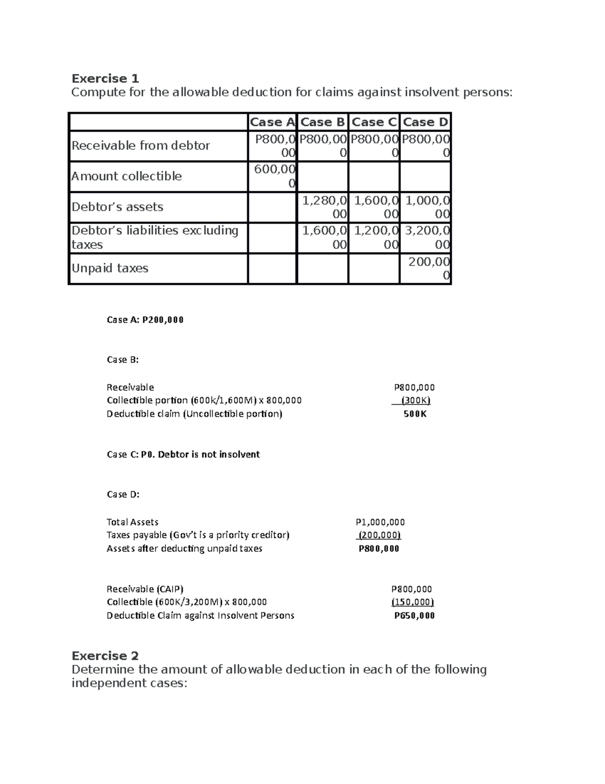 Chapter 3- deductions on gross estate - Exercise 1 Compute for the ...