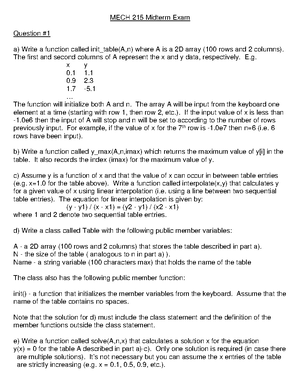 Mech215 exam final - MECH 215 Programming for Mechanical and Industrial ...