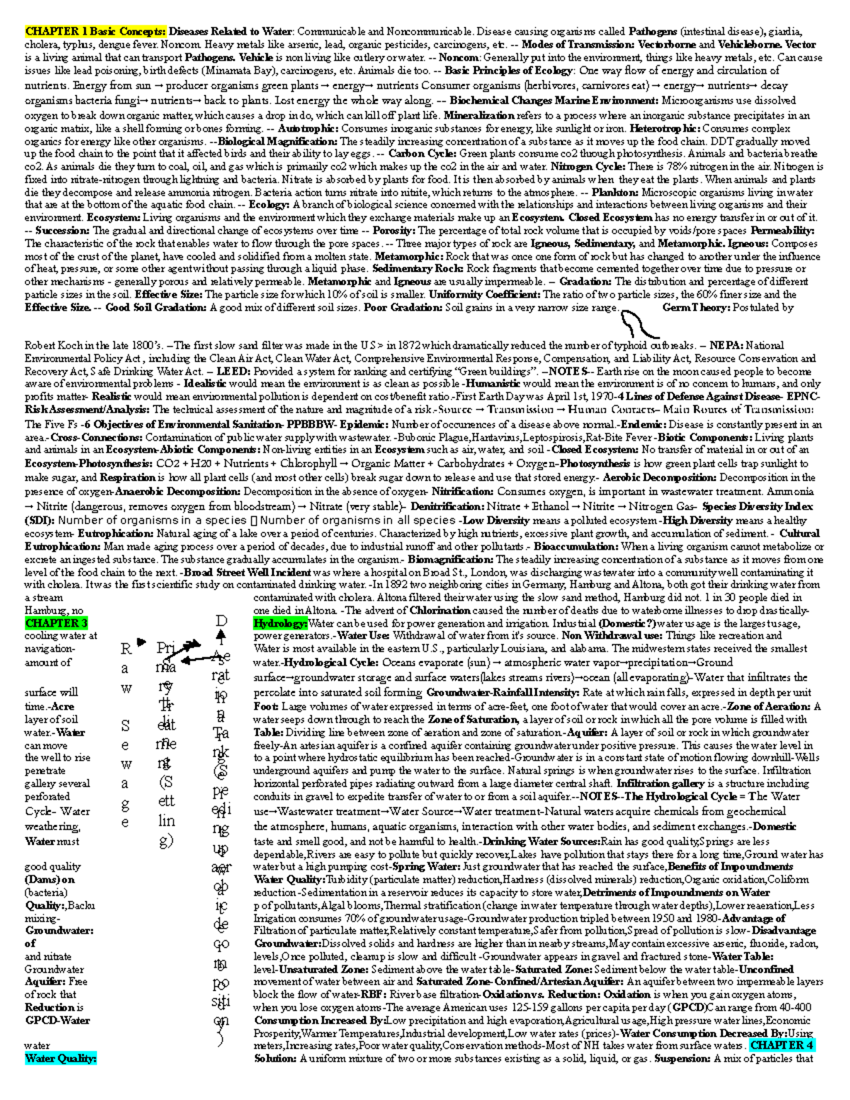 First Exam Cheat Sheet - CHAPTER 1 Basic Concepts: Diseases Related to ...