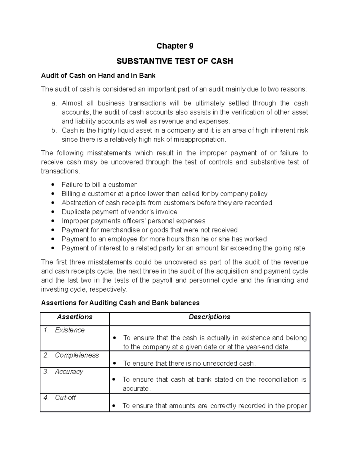 Auditing problems practice exercise Auditing problems practice exercise - Chapter 9 SUBSTANTIVE ...