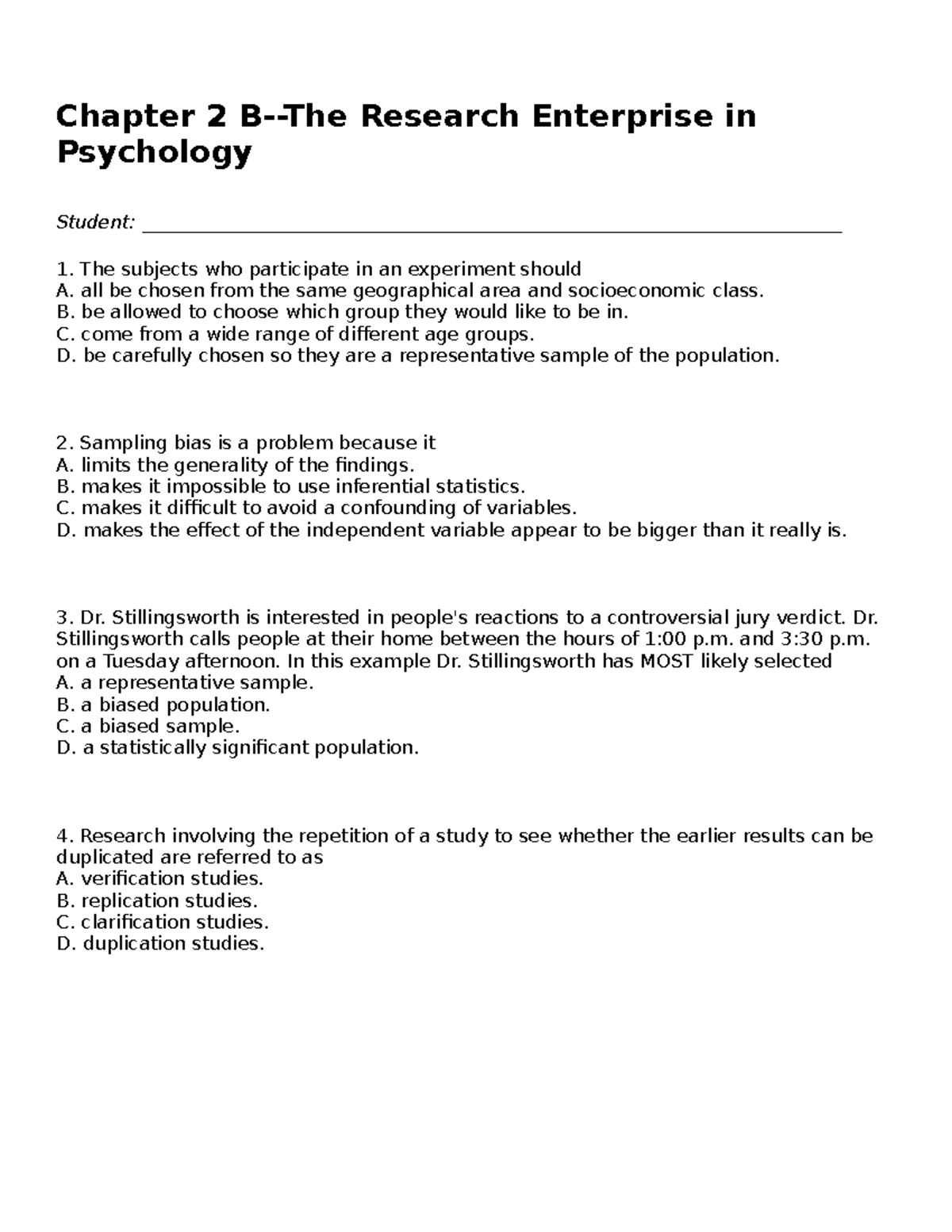 Chapter 2 B-The Research E - The subjects who participate in an ...