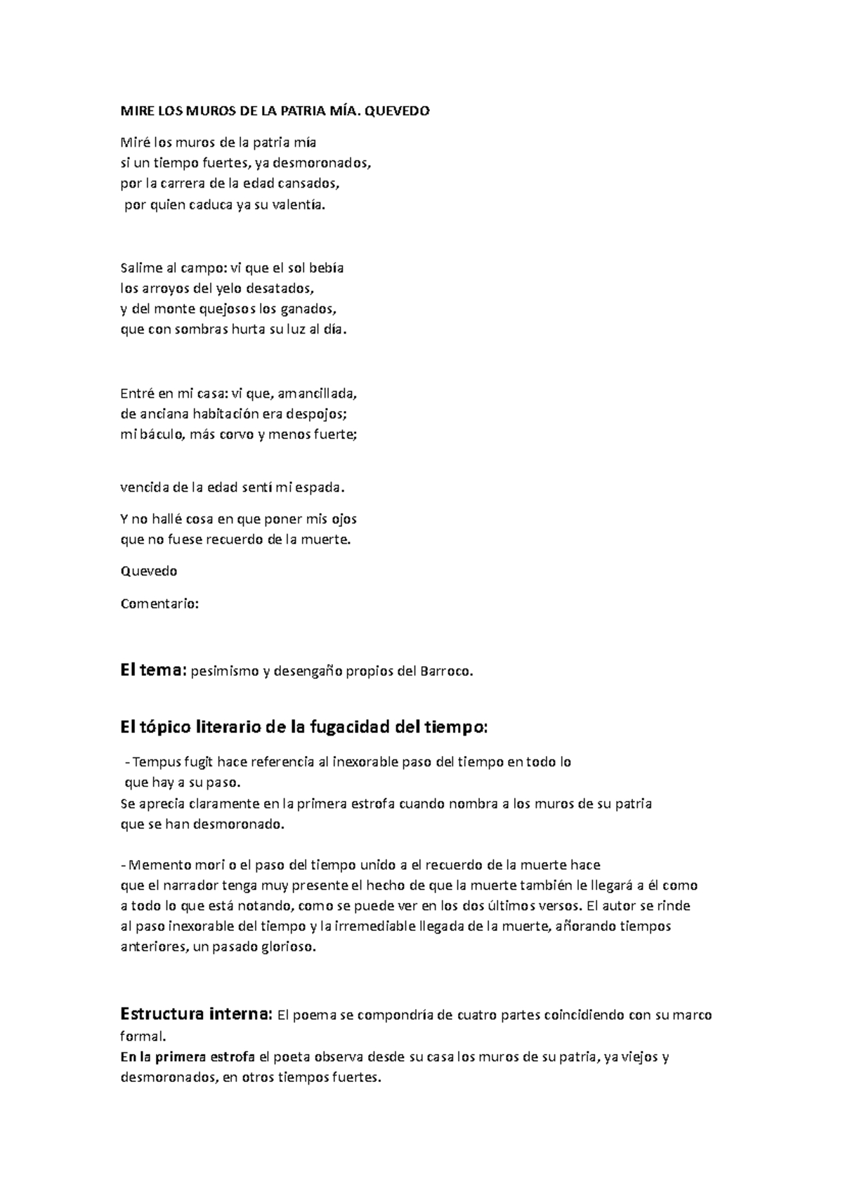 Quevedo. MIRÉ LOS Muros DE LA Patria - MIRE LOS MUROS DE LA PATRIA MÍA ...