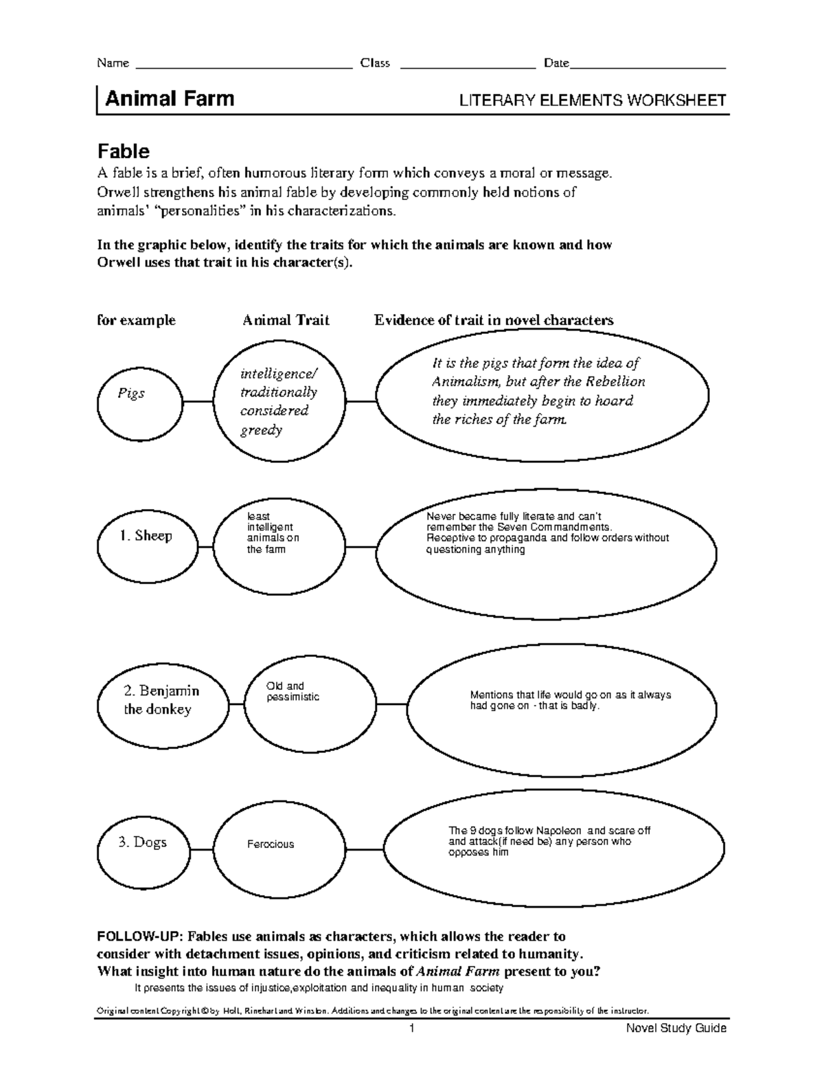 Animal Farm Fable Graphic Organizer (2)-2 - Name ...