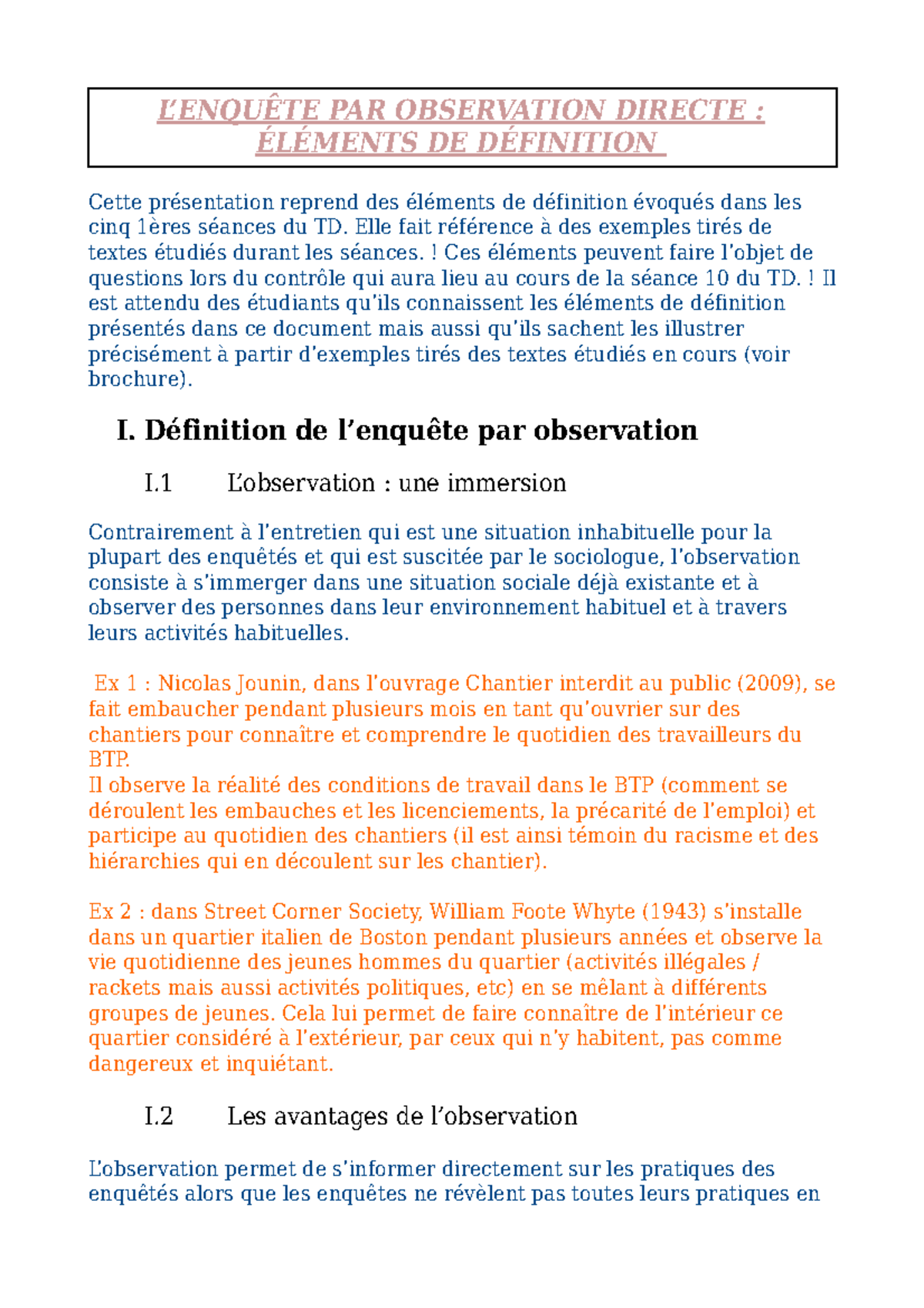 L’ Enquête PAR Observation Directe Éléments DE Définition - L’ENQUÊTE ...