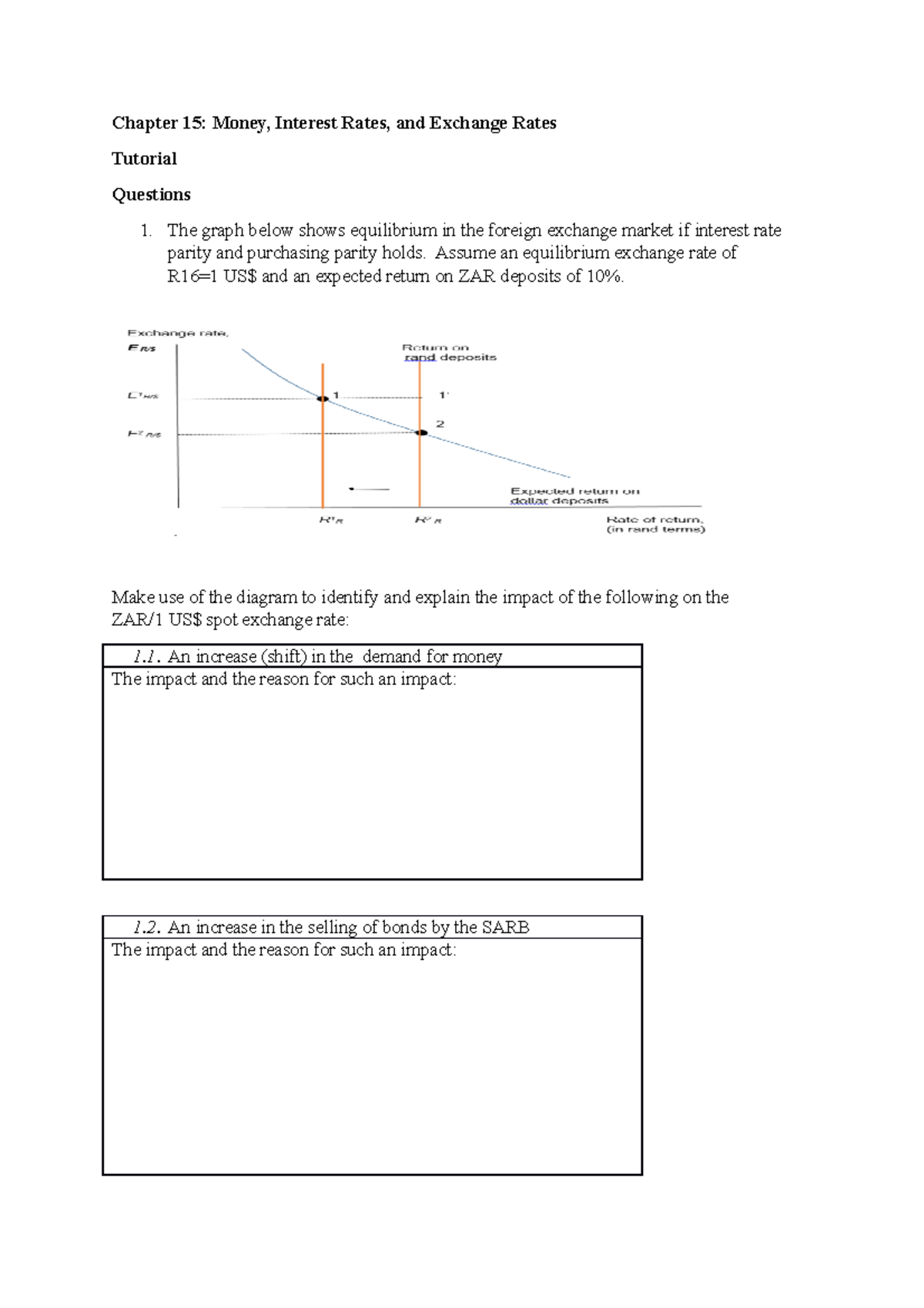 Chapter 15-tutorial Questions - Chapter 15: Money, Interest Rates, and ...