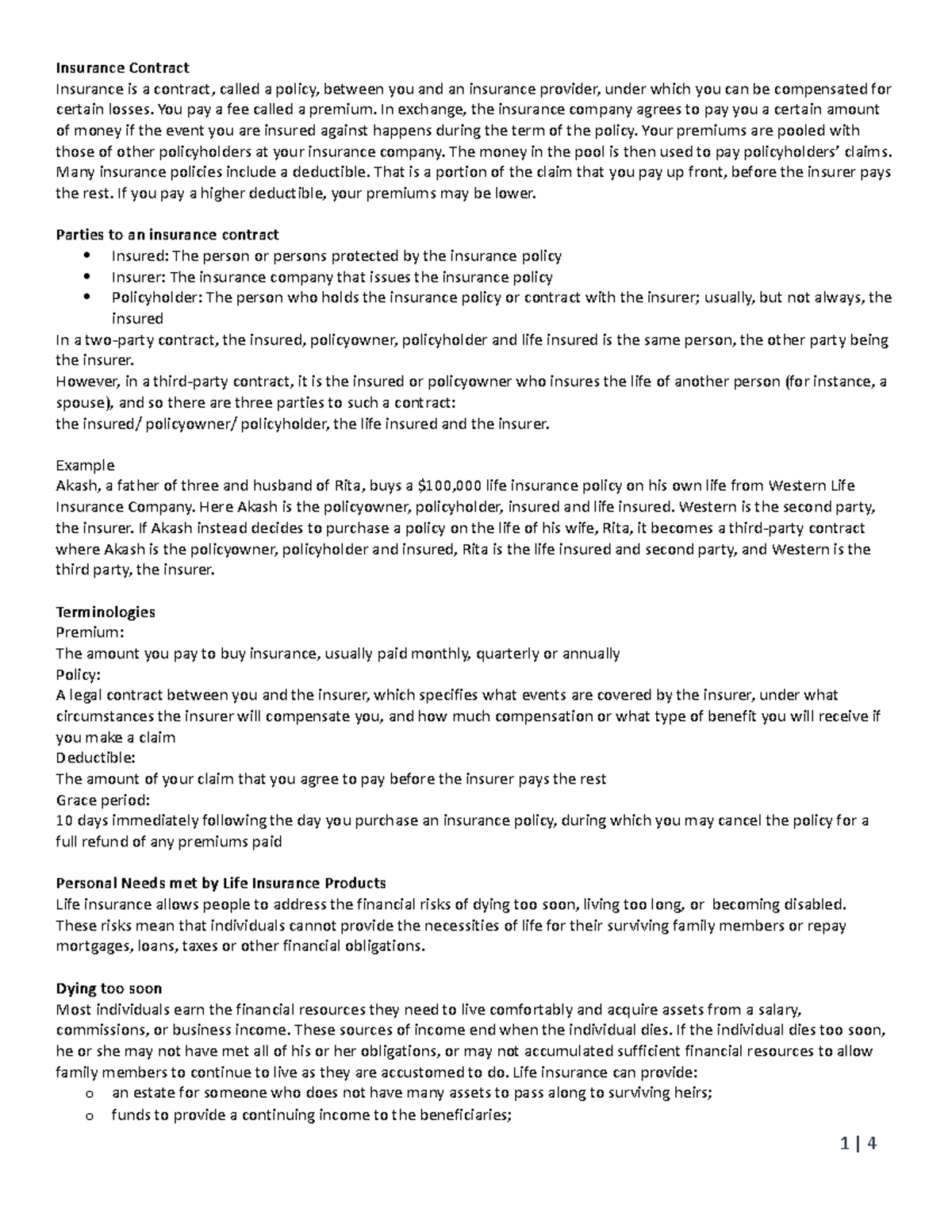 Insurance Contract - Copy - Insurance Contract Insurance is a contract ...
