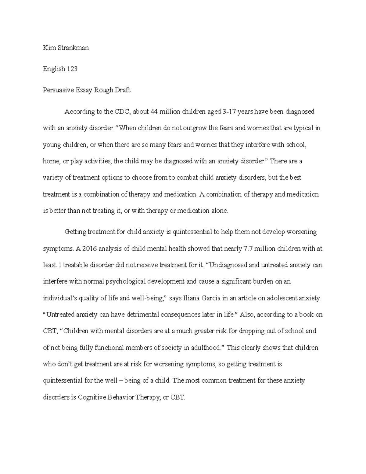 Persuasive Essay Rough Draft - ENG123 - SNHU - Studocu