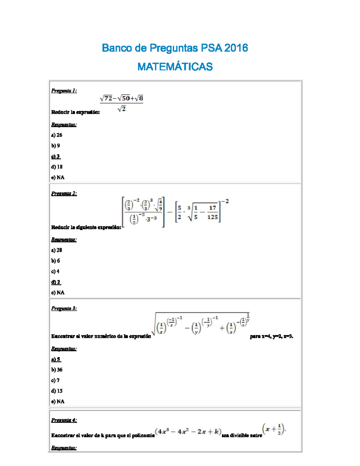 AREA 501 - Algebra I - Studocu