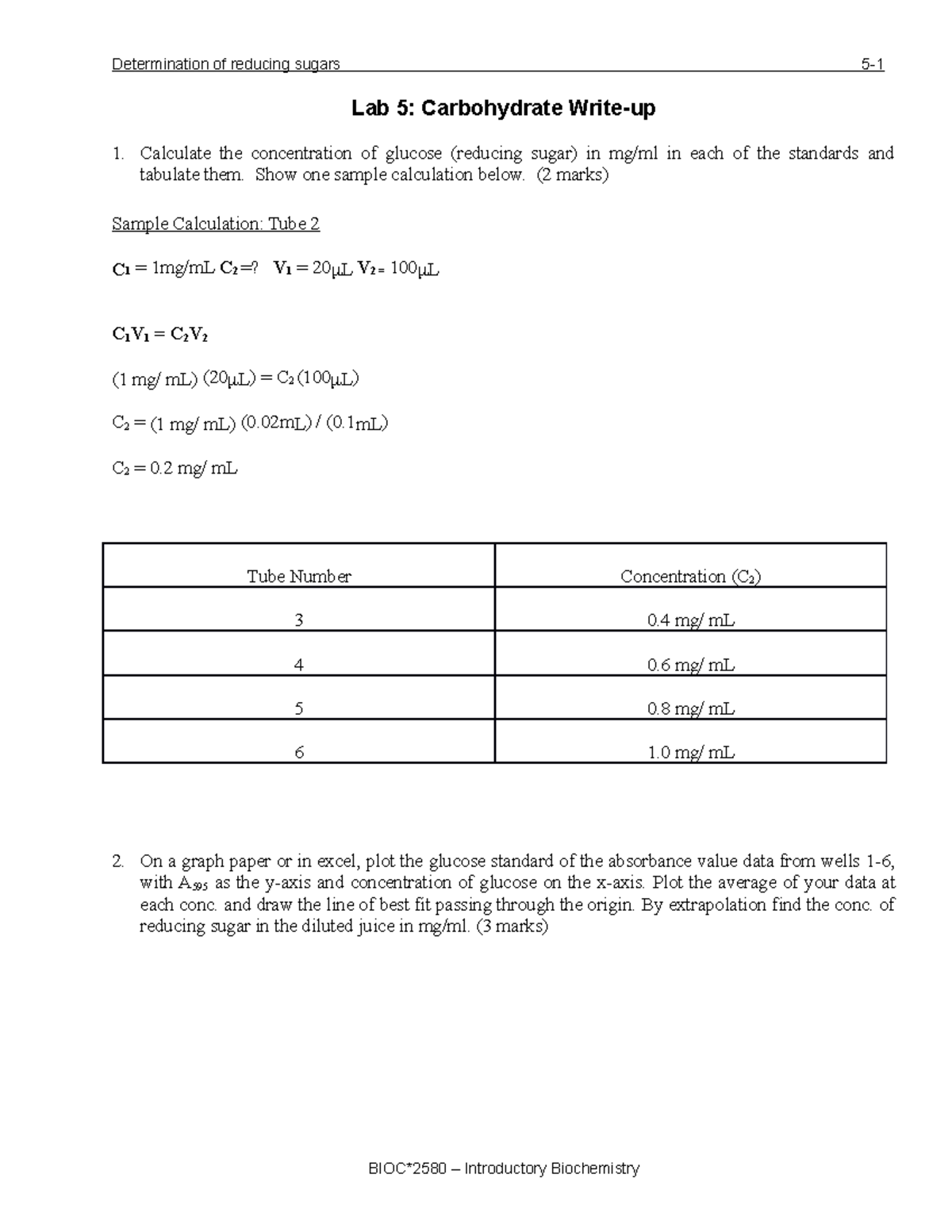 Carbohydrate Lab Write-Up Template - Lab 5: Carbohydrate Write-up ...