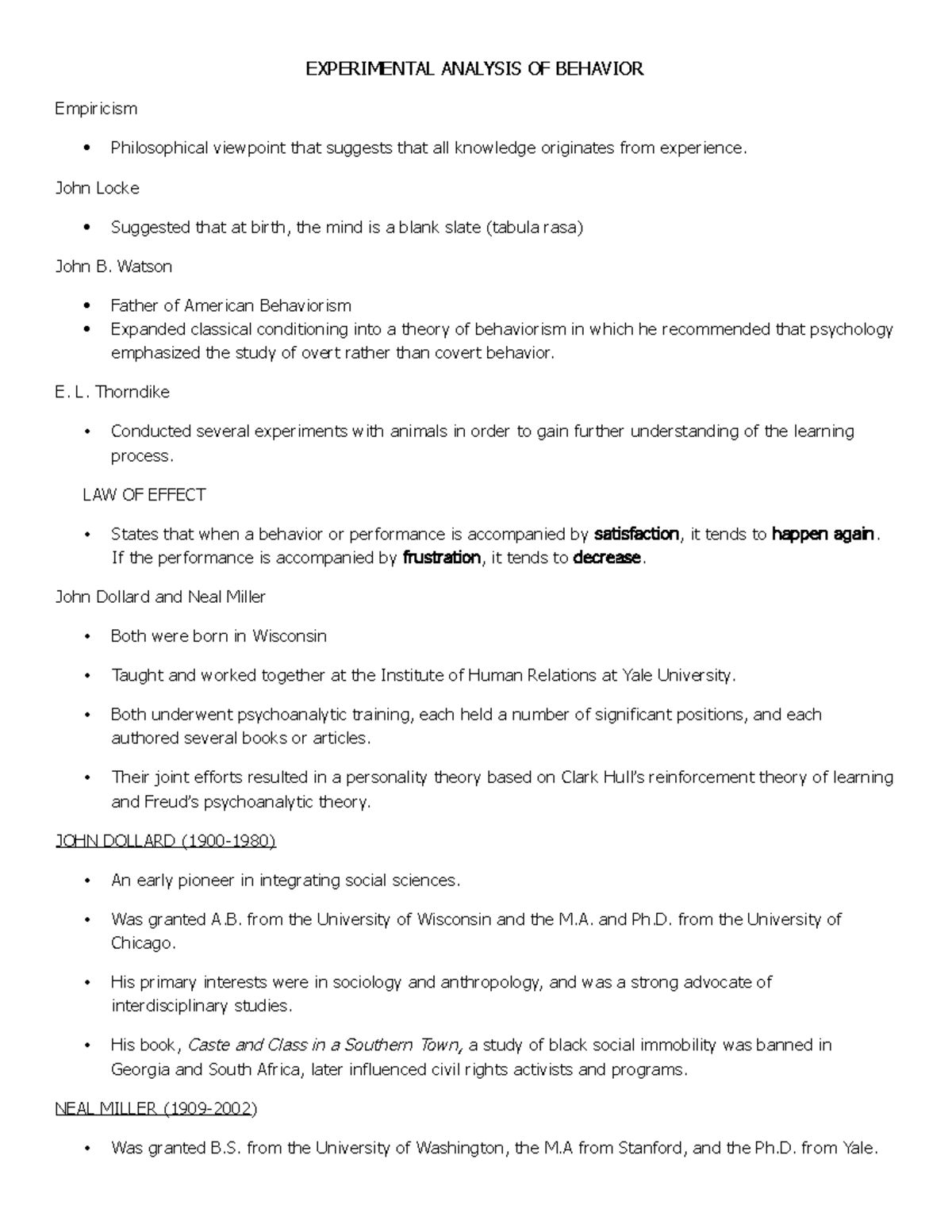 Experimental Analysis OF Behavior - EXPERIMENTAL ANALYSIS OF BEHAVIOR ...
