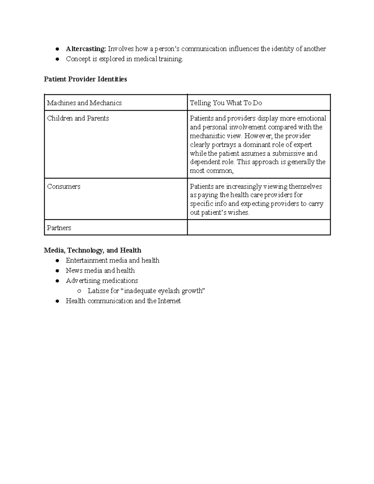 Chapter 12 Health Communication - Altercasting: Involves how a person’s ...