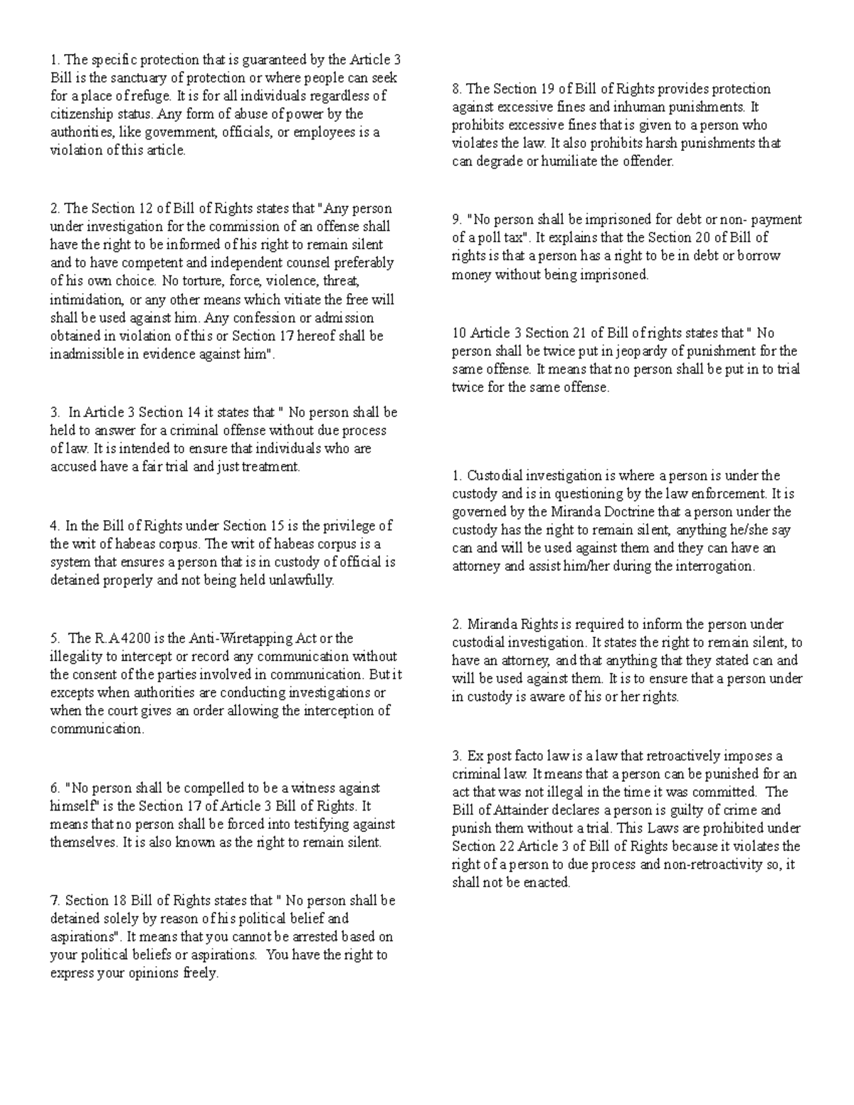 Human Rights - The specific protection that is guaranteed by the ...