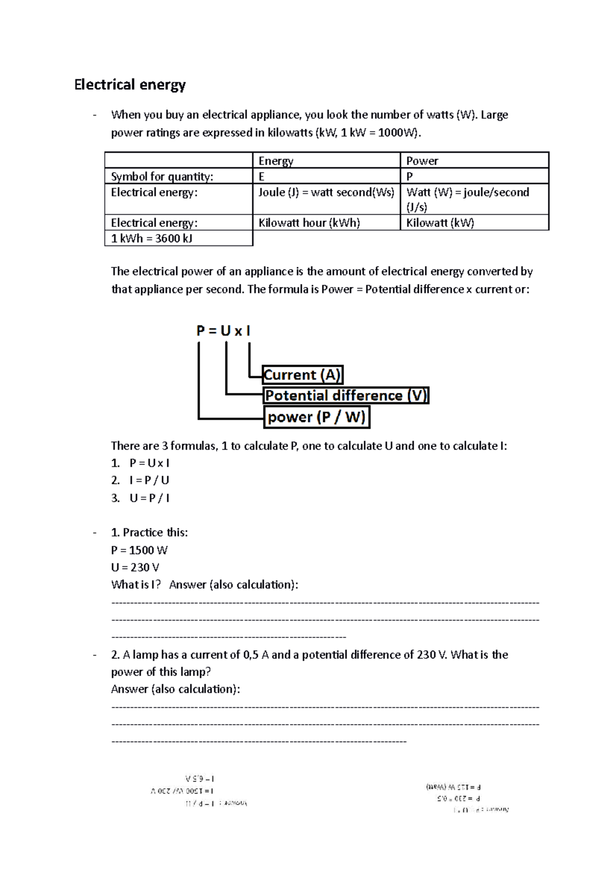 Summary Chapter 5 - Electrical energy When you buy an electrical ...