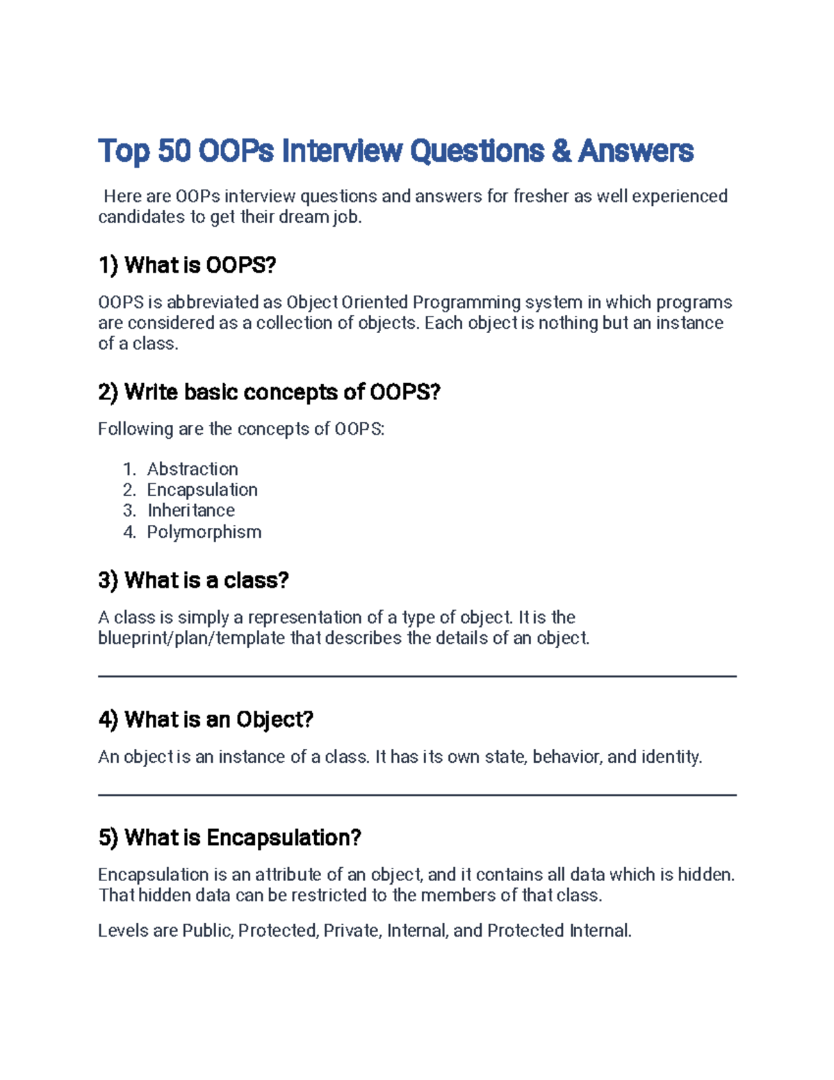 Linkedin OOP interview Questions - Top 50 OOPs Interview Questions ... Linkedin OOP interview Questions - Top 50 OOPs Interview Questions ...
