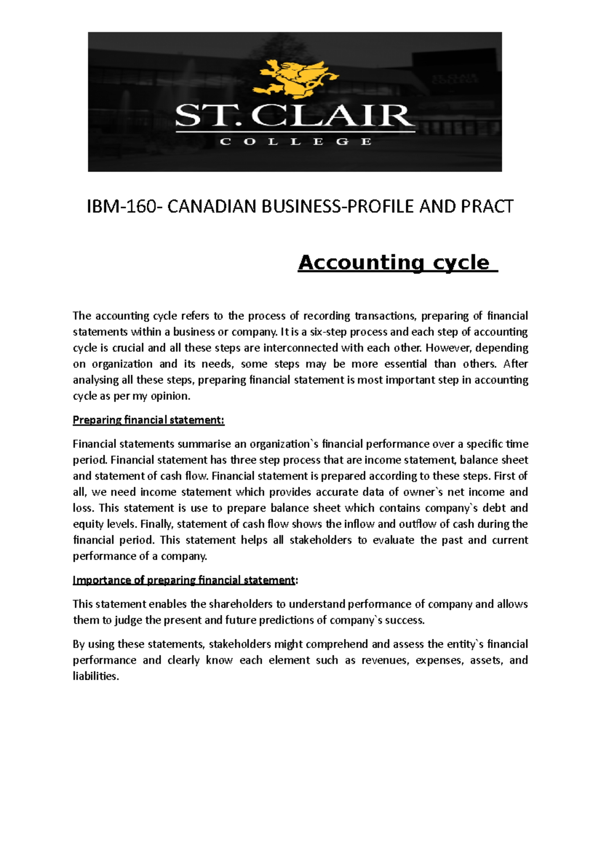 IBM 160 - ACCOUNTING CYCLE - IBM-160- CANADIAN BUSINESS-PROFILE AND ...