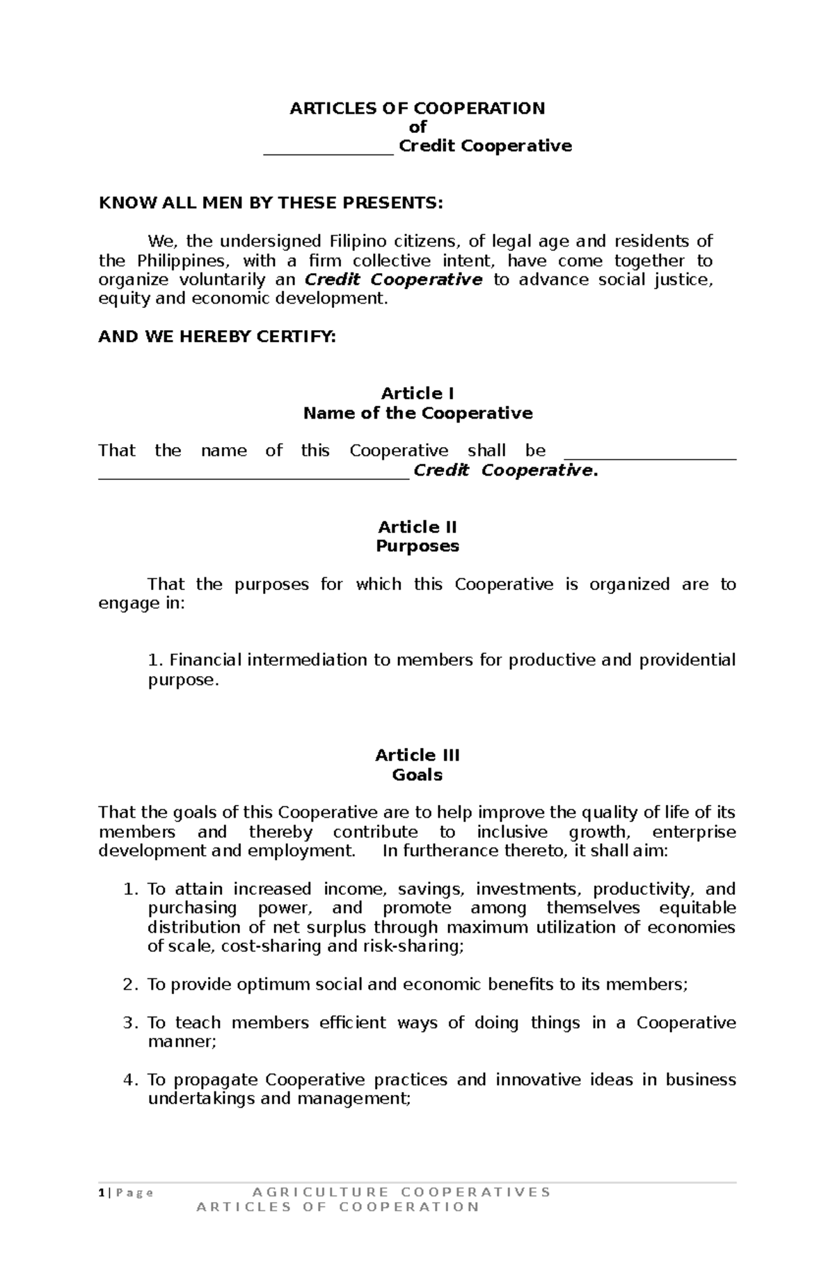 2017 credit BLregular - Sample document - ARTICLES OF COOPERATION of ...