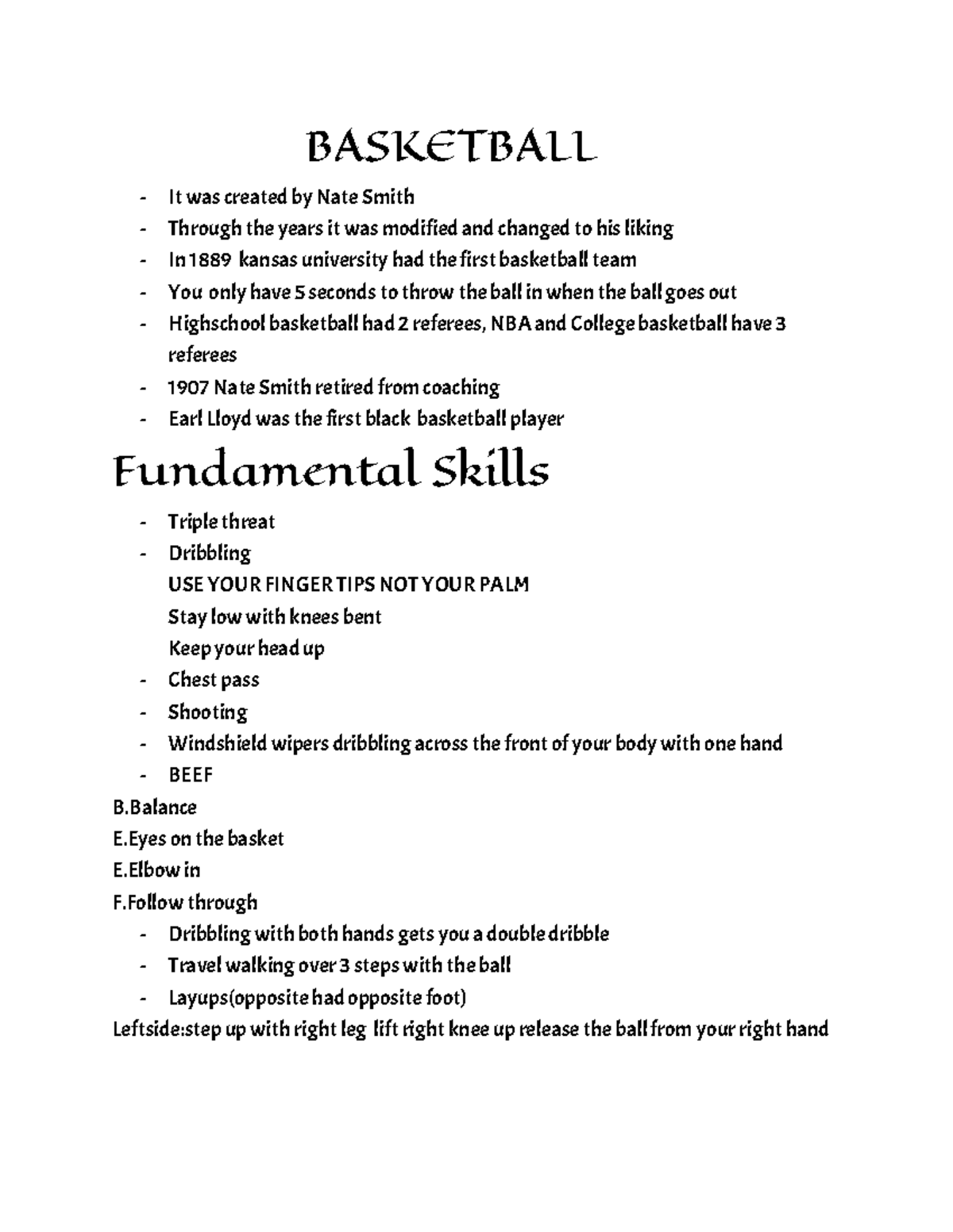 Basketball Notes - BASKETBALL - It was created by Nate Smith - Through ...