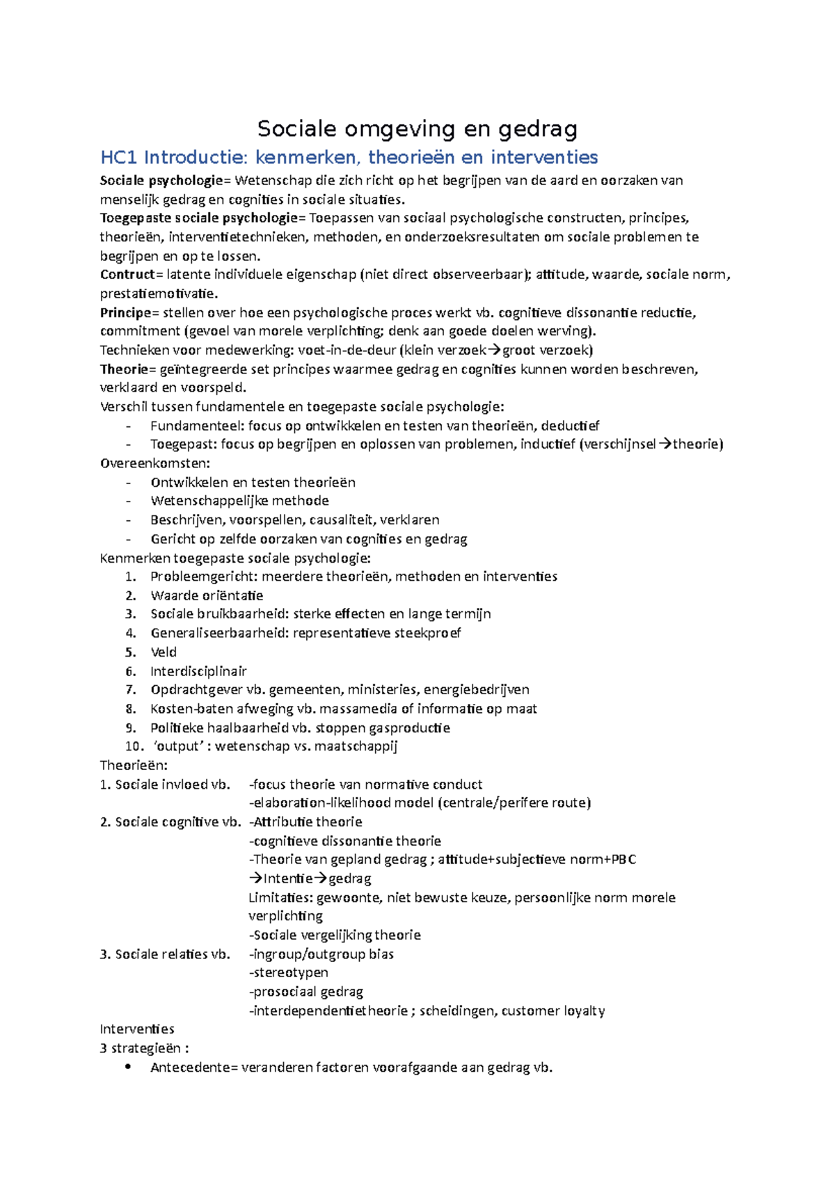 Sociale omgeving en gedrag - Toegepaste sociale psychologie= Toepassen ...