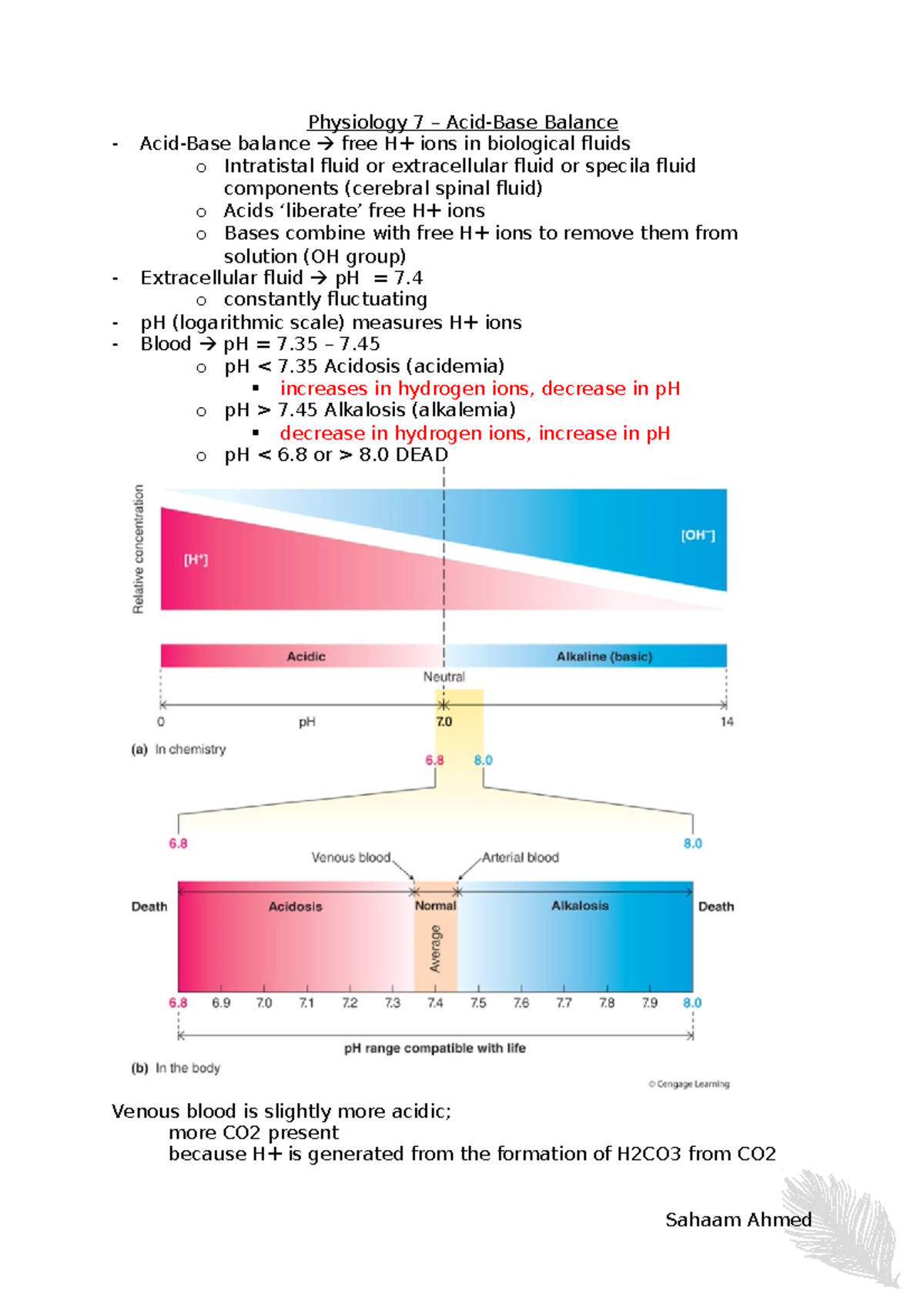 Physiology 7 - Dr James Brown - Physiology 7 – Acid-Base Balance Acid ...