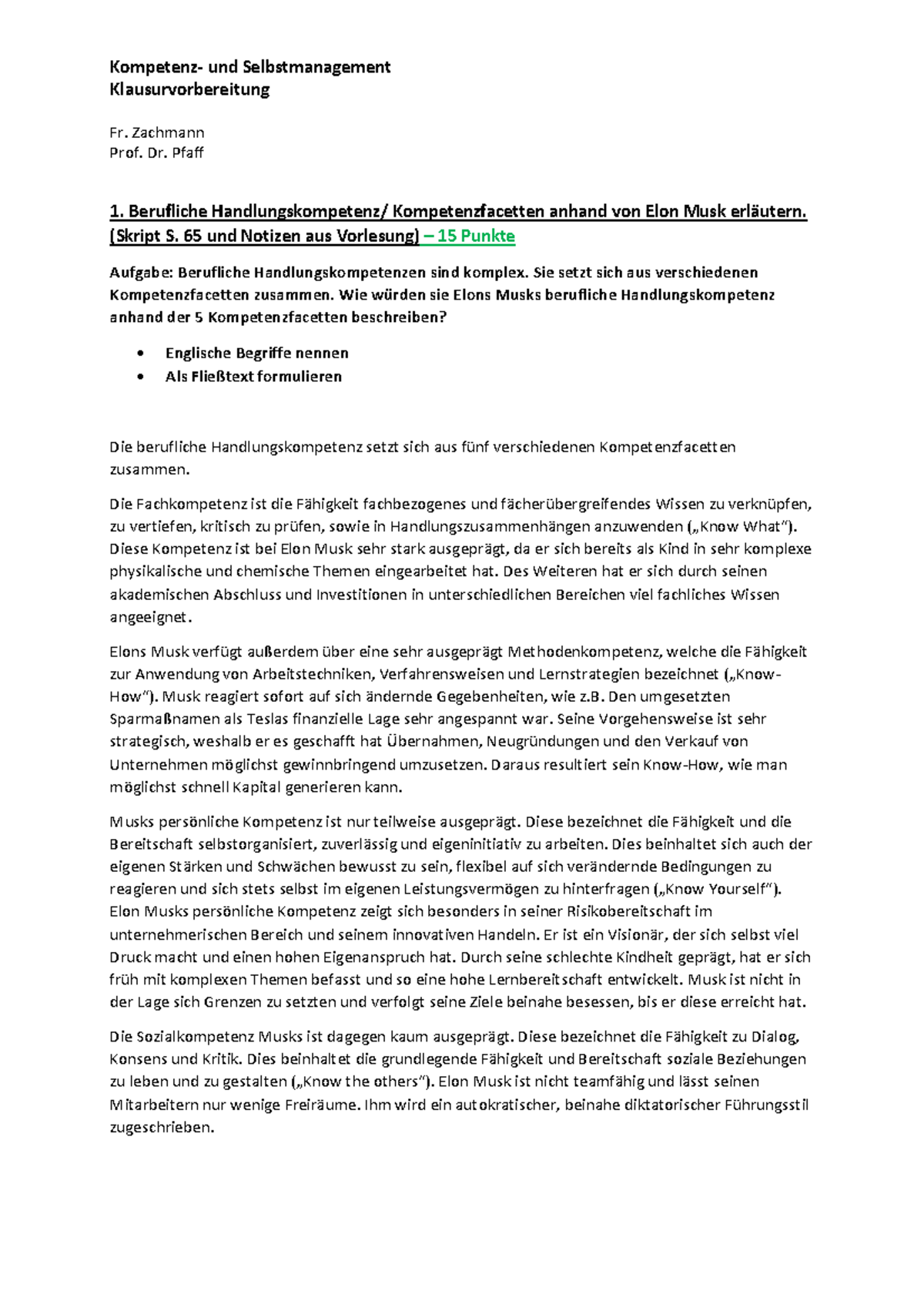 Klausurvorbeitung Ku SM - Warning: TT: undefined function: 32 Klausurvorbereitung Fr. Zachmann ...