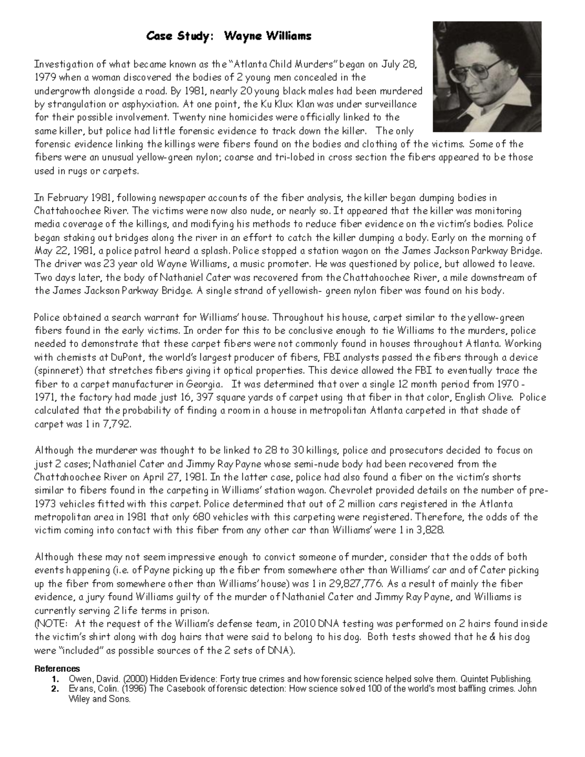 Case study wayne williams - Case Study: Wayne Williams Investigation of ...