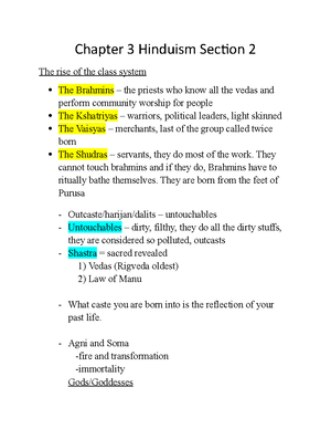 Early Hinduism notes - Chapter 3: Early Hinduism - Hinduism ...