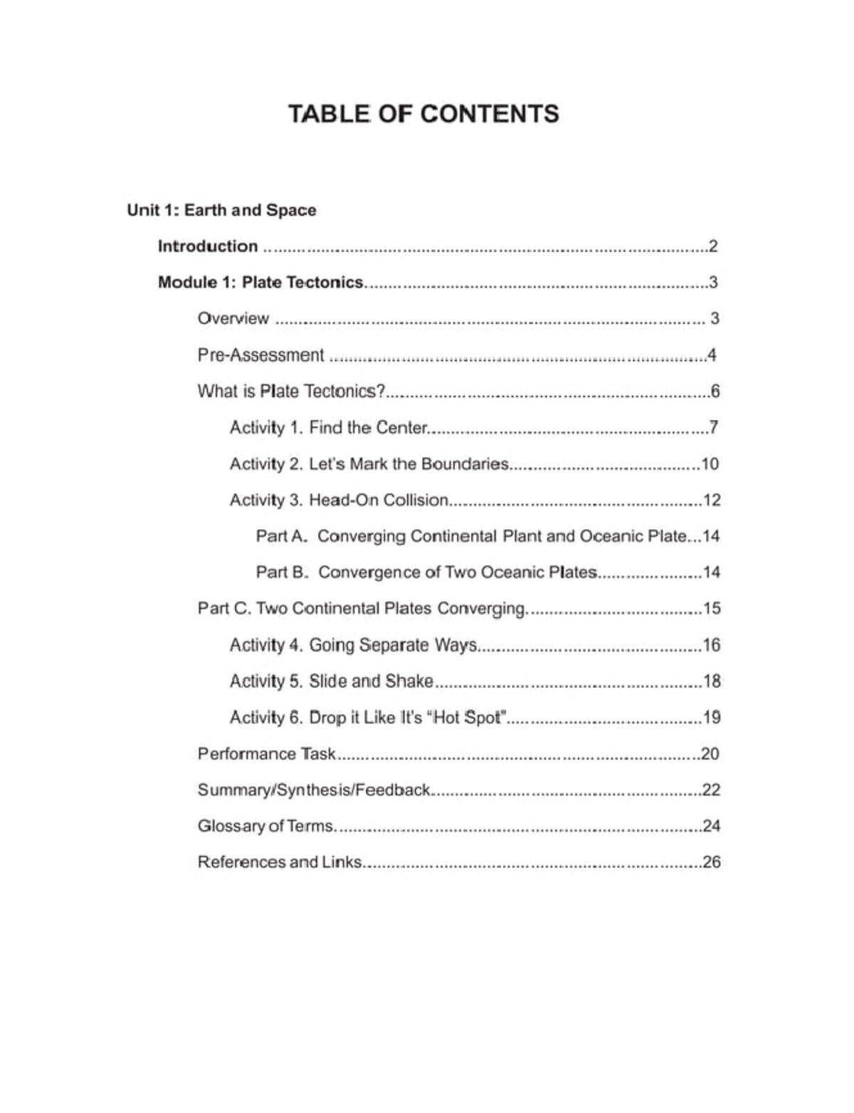 TG Q1-Science 10 - Notes - TABLE OF CONTENTS Unit 1: Earth and Space ...