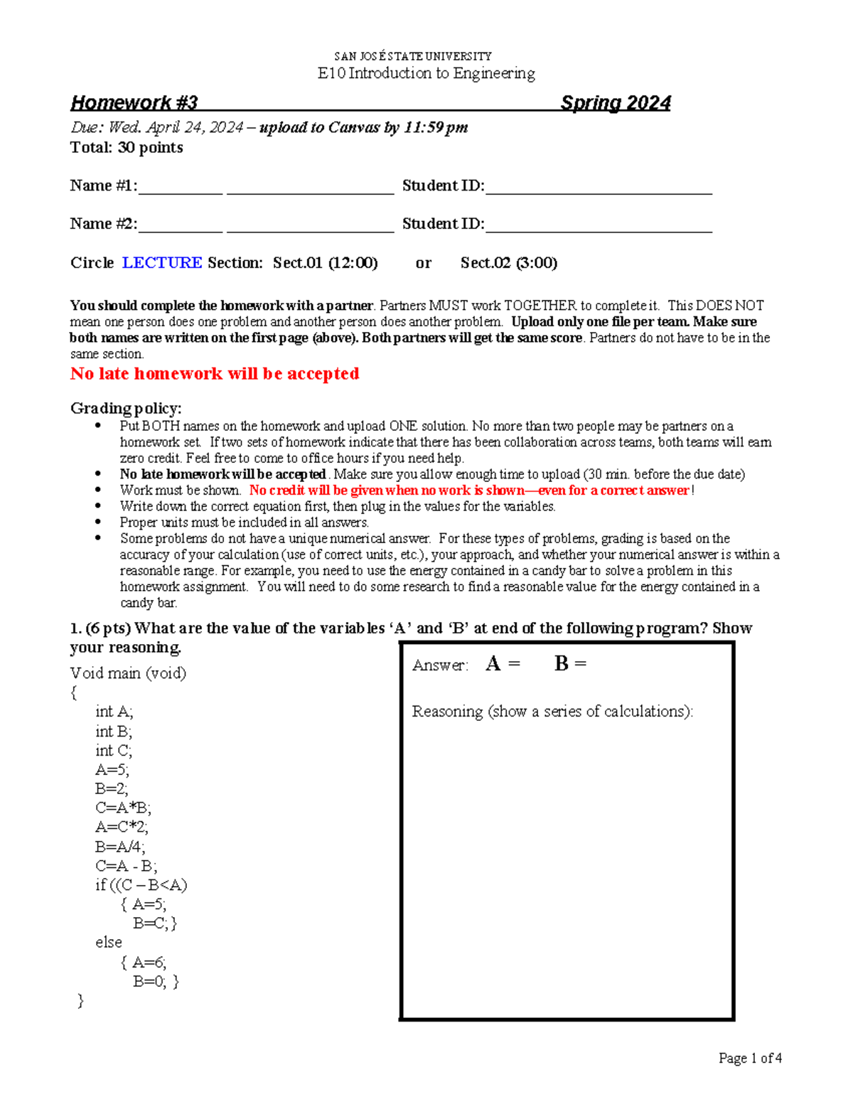 HW3 Programming S24 - E10 Introduction to Engineering Homework #3 Spring 2024 Due: Wed. April 24 ...