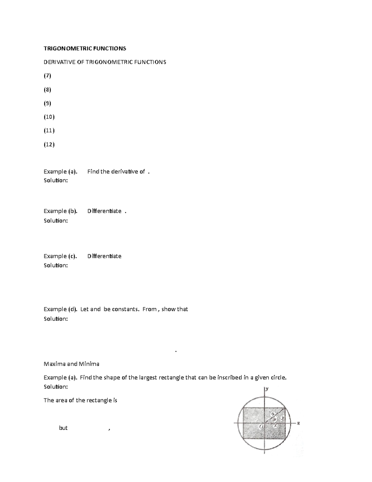 Trigo- Inverse- Trigo- Functions - TRIGONOMETRIC FUNCTIONS DERIVATIVE ...