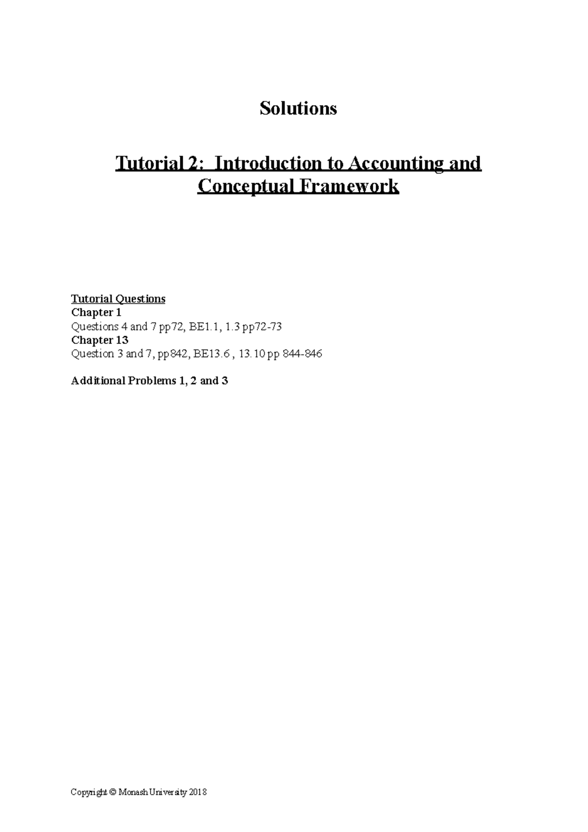 Tutorial 2 Answers - Tute 2 Questions - Solutions Tutorial 2 ...