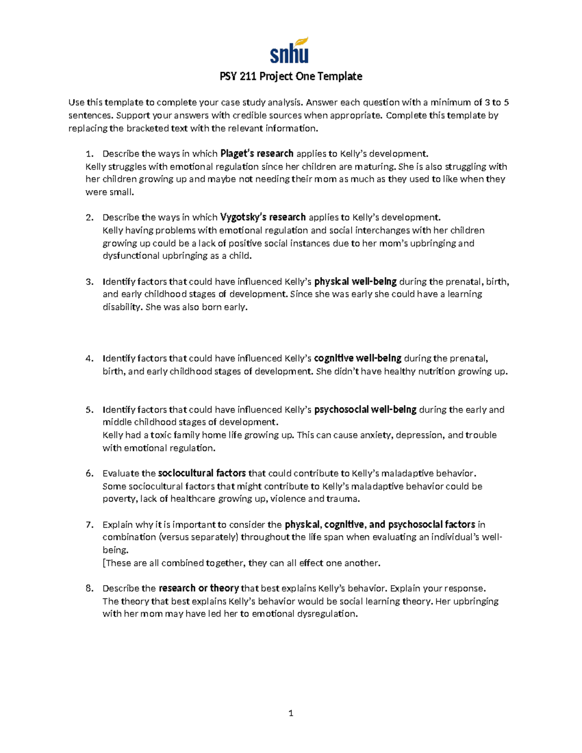 6-2 project 1 - PSY 211 Project One Template Use this template to ...