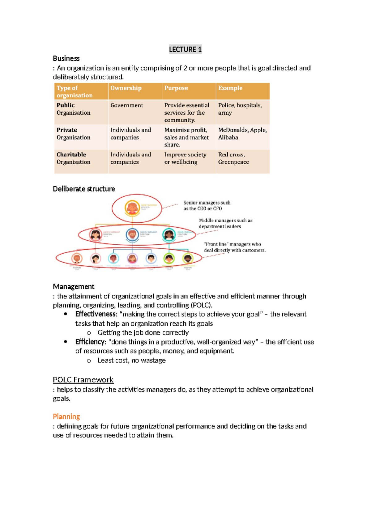 MGNT notes - Summary Foundations - LECTURE 1 Business : An organization ...