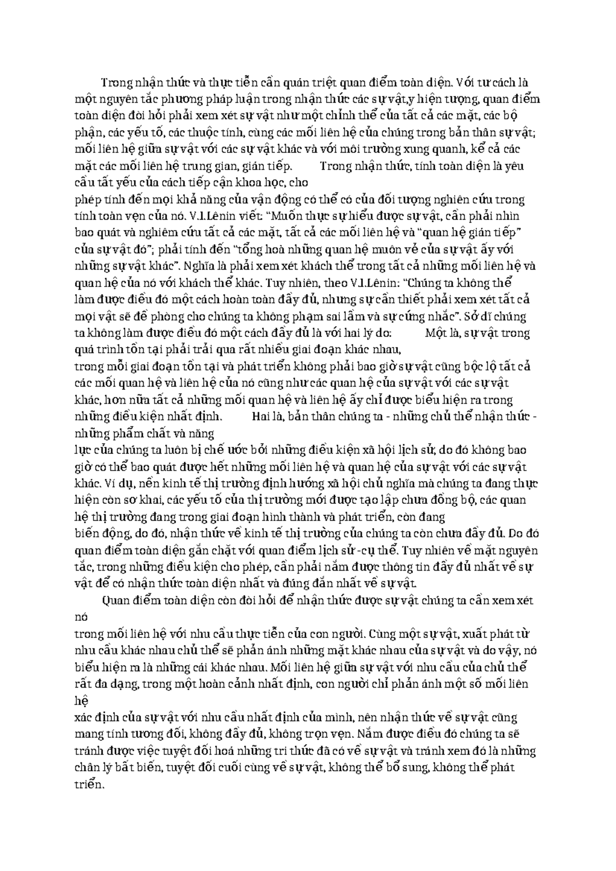 Trong nhận thức và thực tiễn cần quán triệt quan điểm toàn diện - Trong nh n thậ ức và th ực ti ...