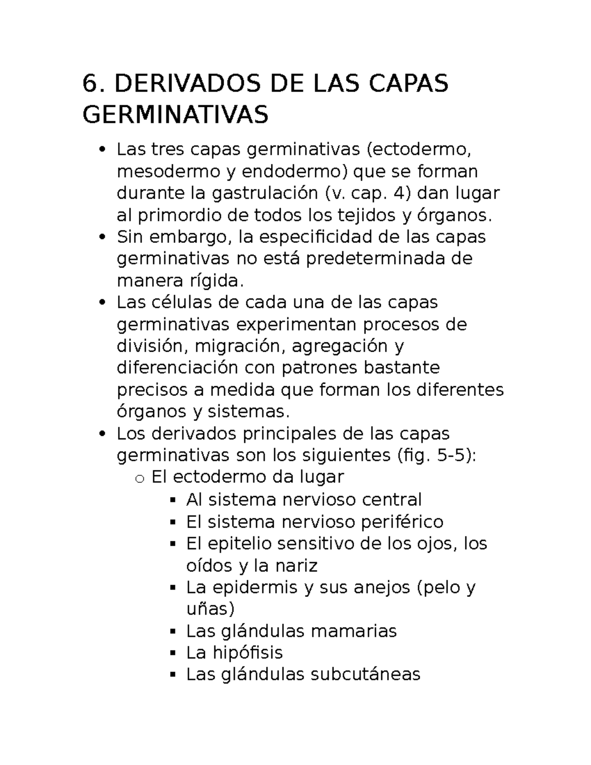 6. Derivados DE LAS Capas Germinativas - 6. DERIVADOS DE LAS CAPAS ...