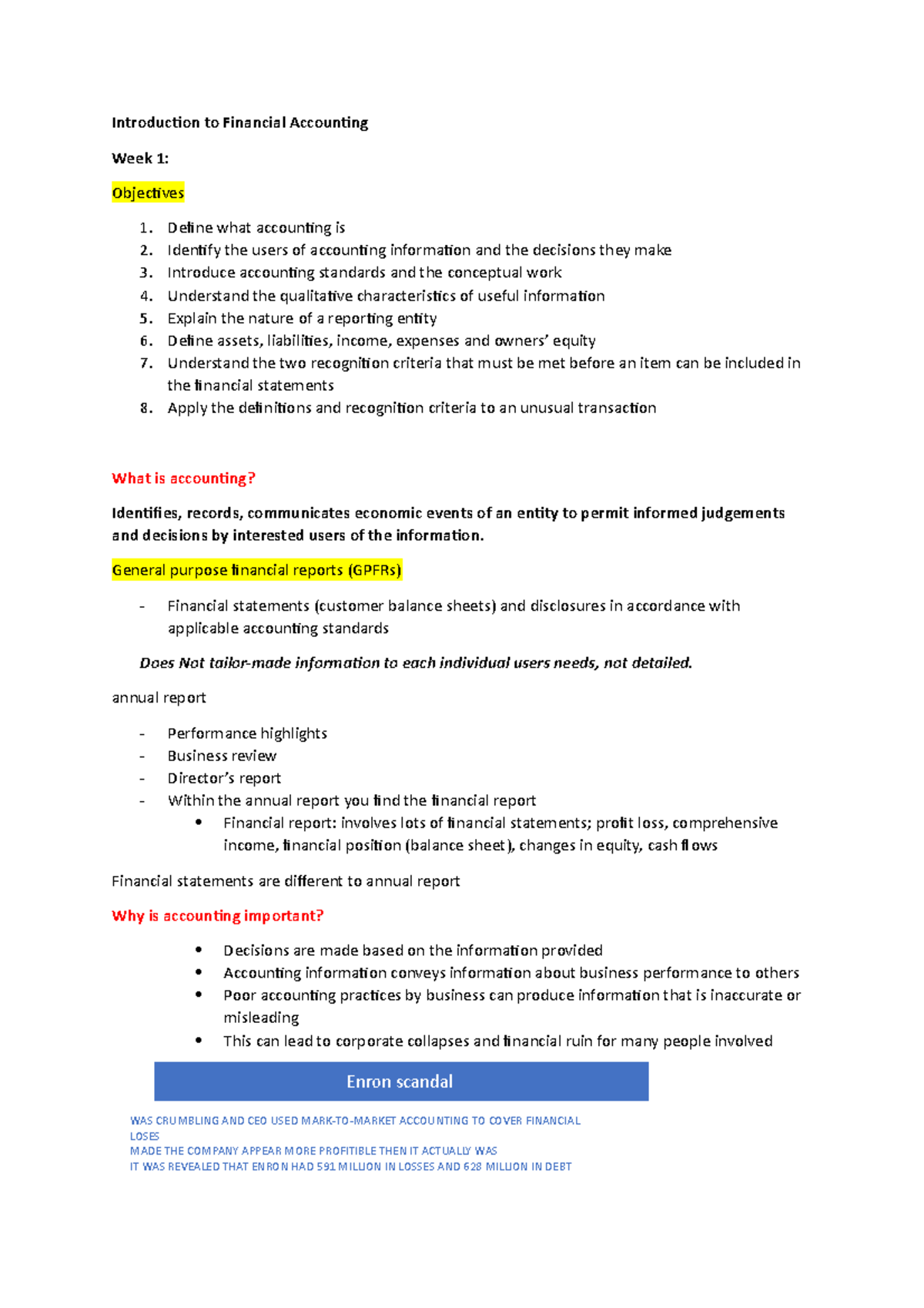 Lecture 1 - Introduction to financial accounting - Introduction to ...