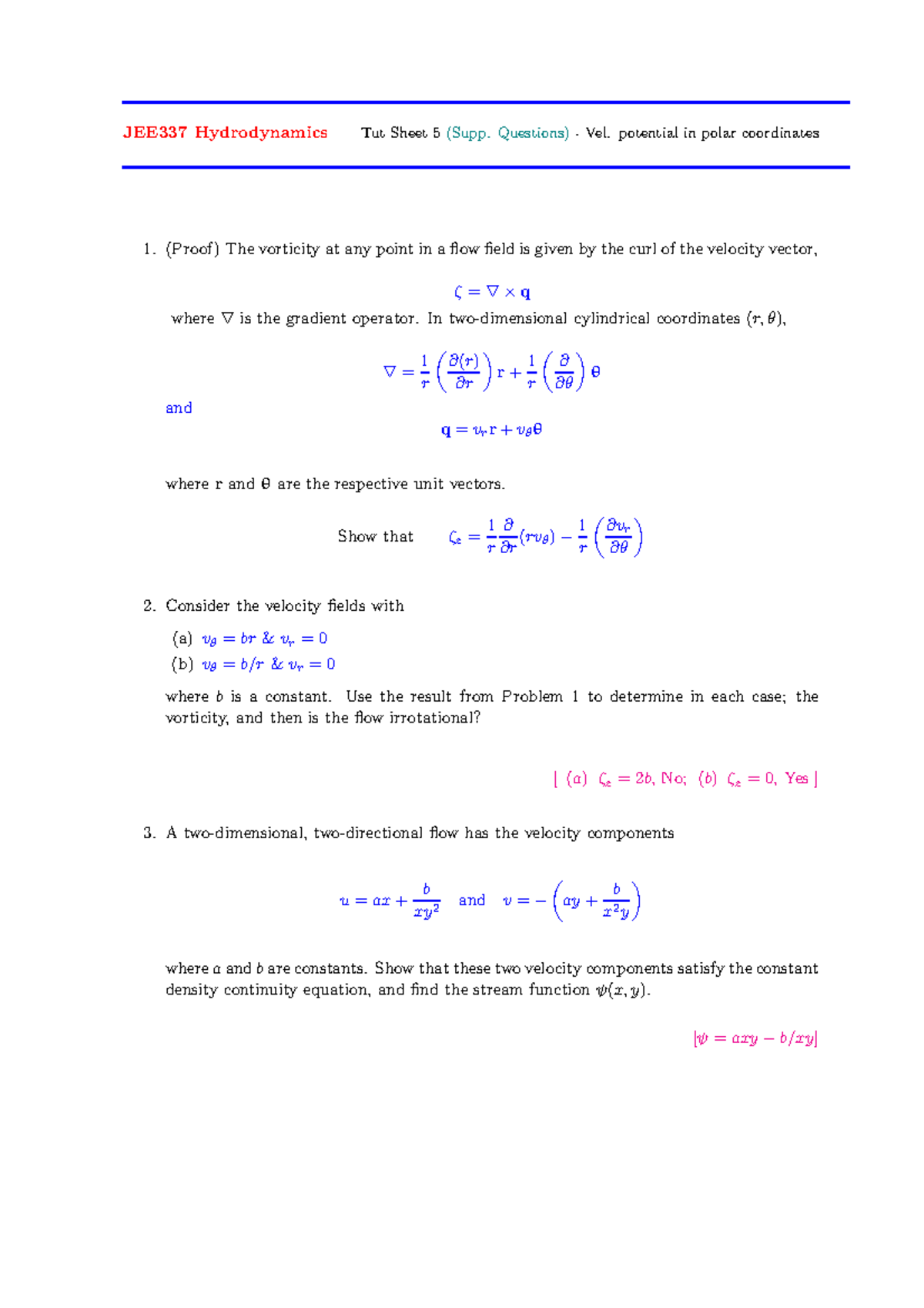 Tutorial s5 2018 supp - JEE337 Hydrodynamics Tut Sheet 5 (Supp ...