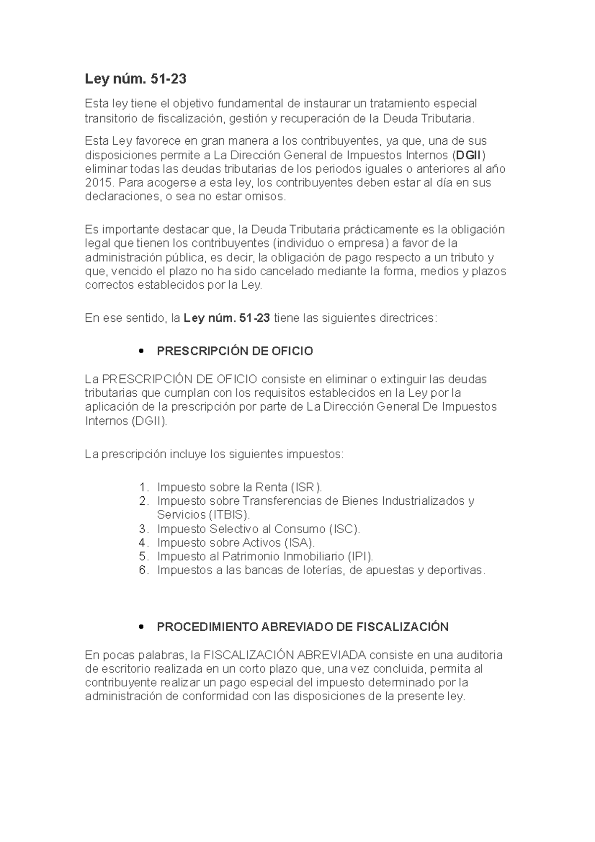 Ley núm 51-23 - APUNTES - Ley núm. 51- Esta ley tiene el objetivo ...