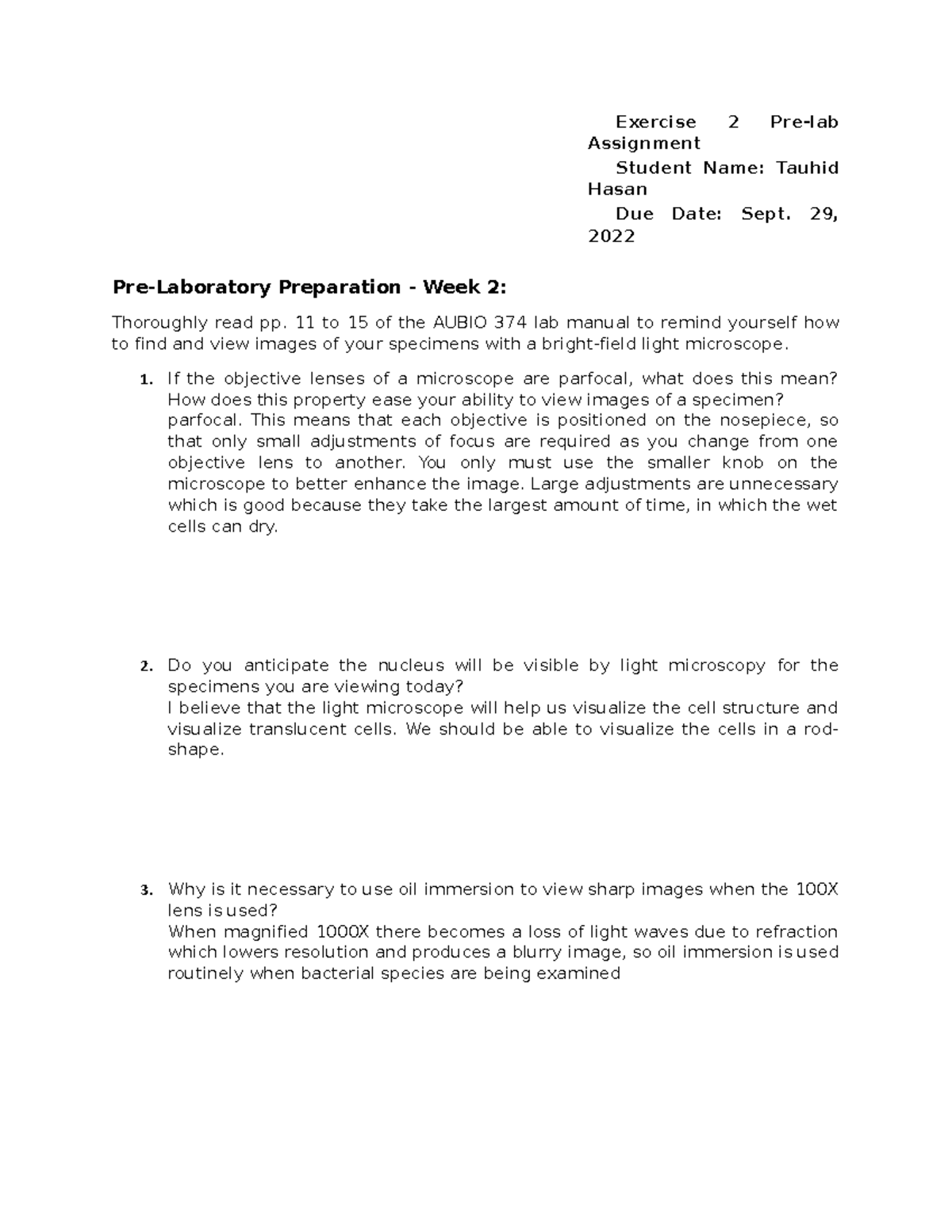 Exercise 2 Pre-lab Assignment - Exercise 2 Pre-lab Assignment Student ...