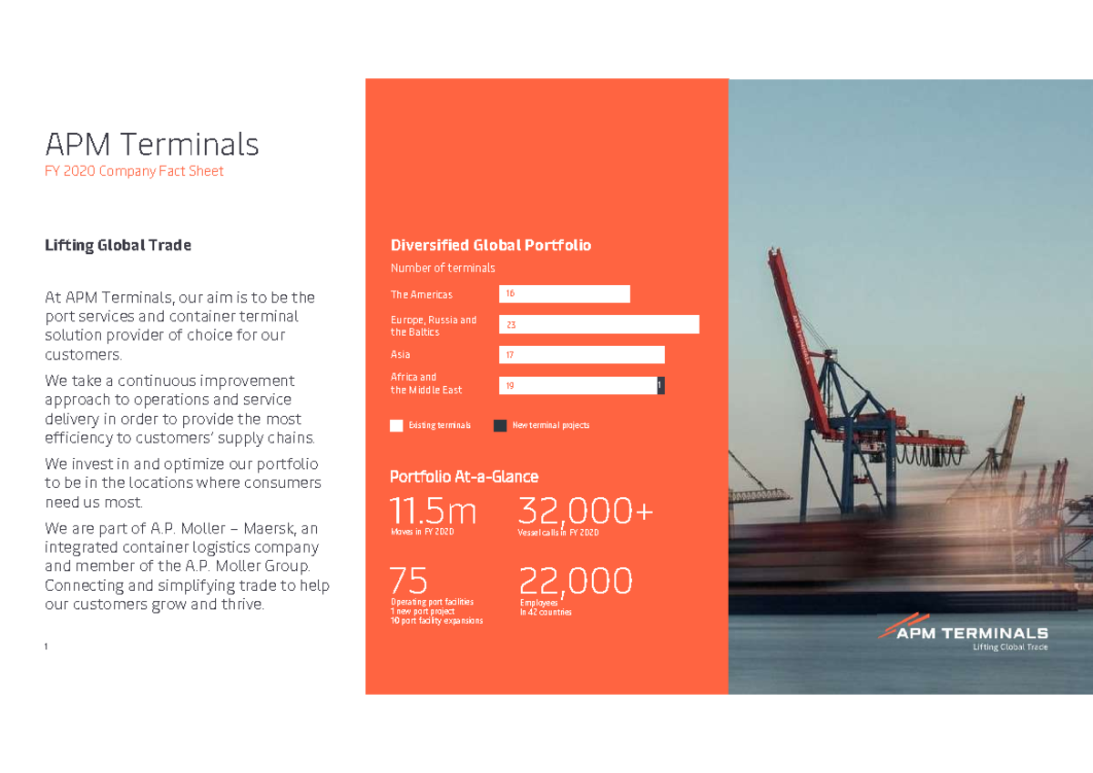 Apm terminals fact sheet - Lifting Global Trade At APM Terminals, our ...