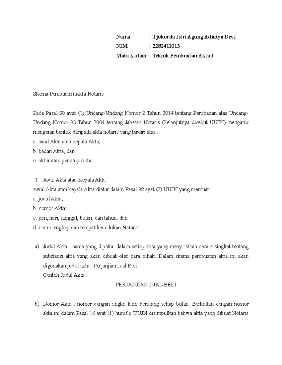 Skema Pembuatan Akta Notaris - Nama : Tjokorda Istri Agung Adintya Devi ...