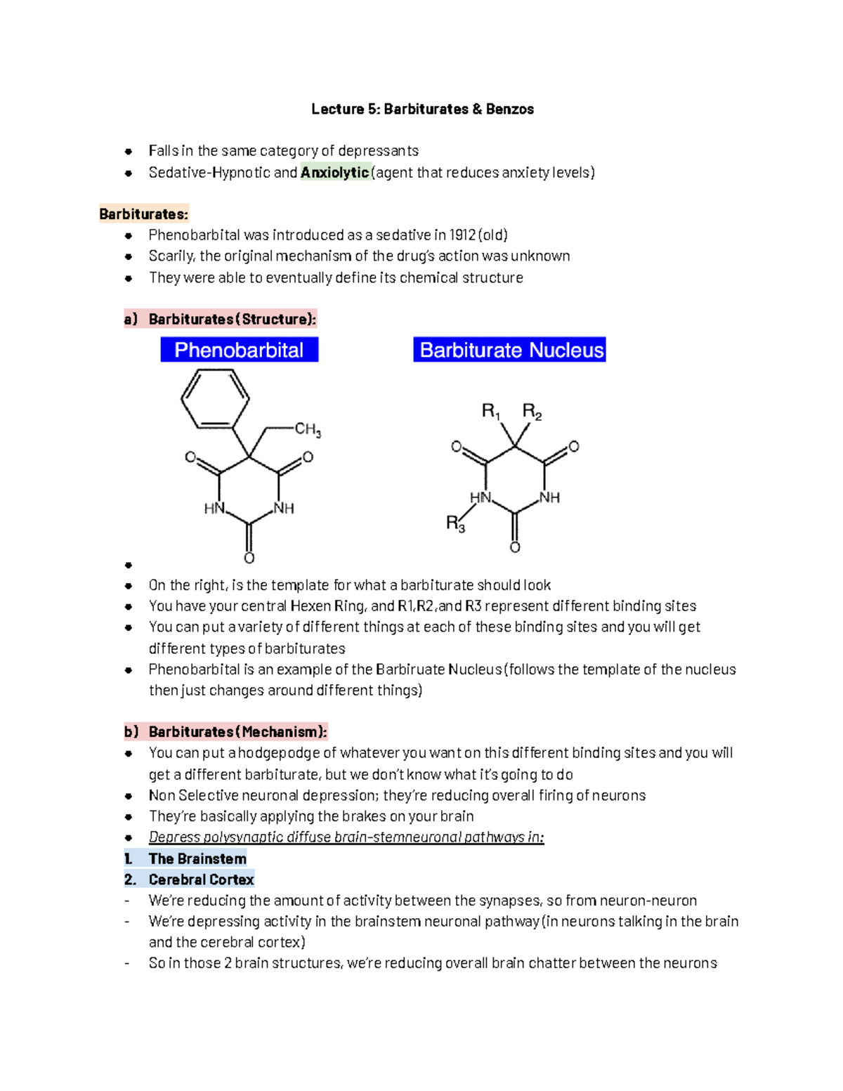 Lecture 5 Barbiturates & Benzos - Lecture 5: Barbiturates & Benzos ...