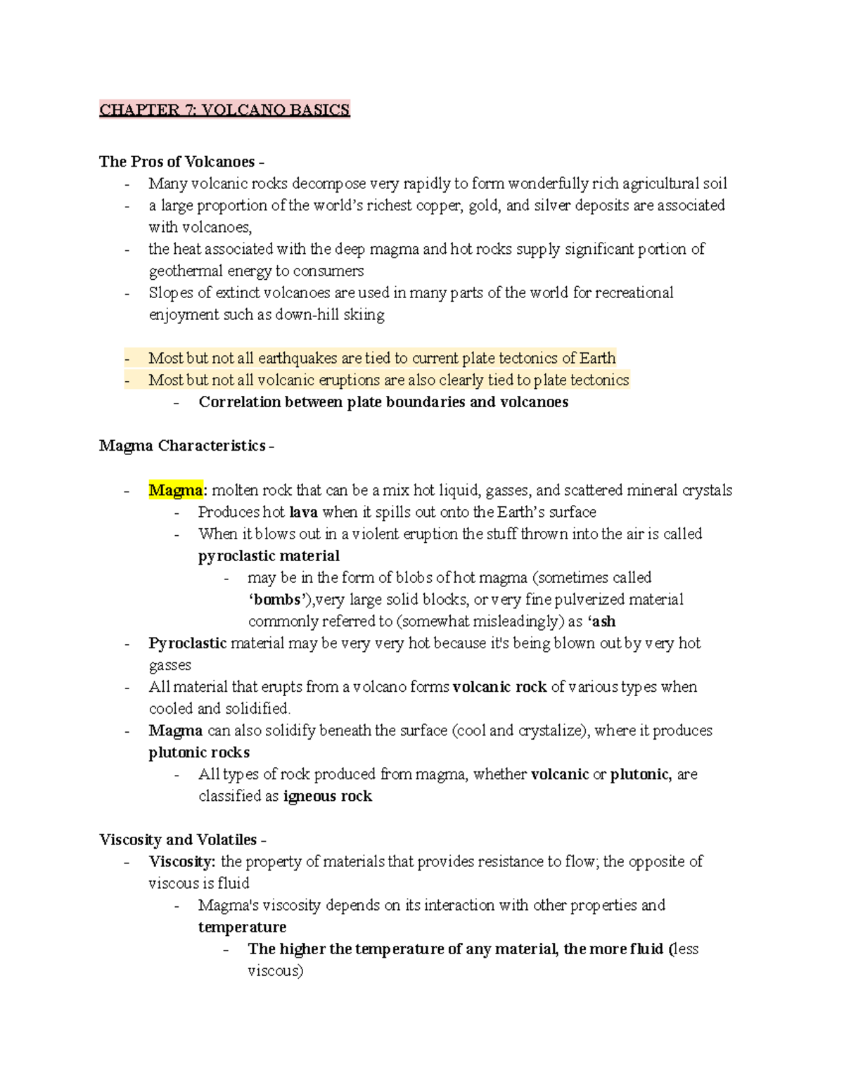 Chapter 7 Volcano Basics - CHAPTER 7: VOLCANO BASICS The Pros of Volcanoes - Many volcanic rocks ...
