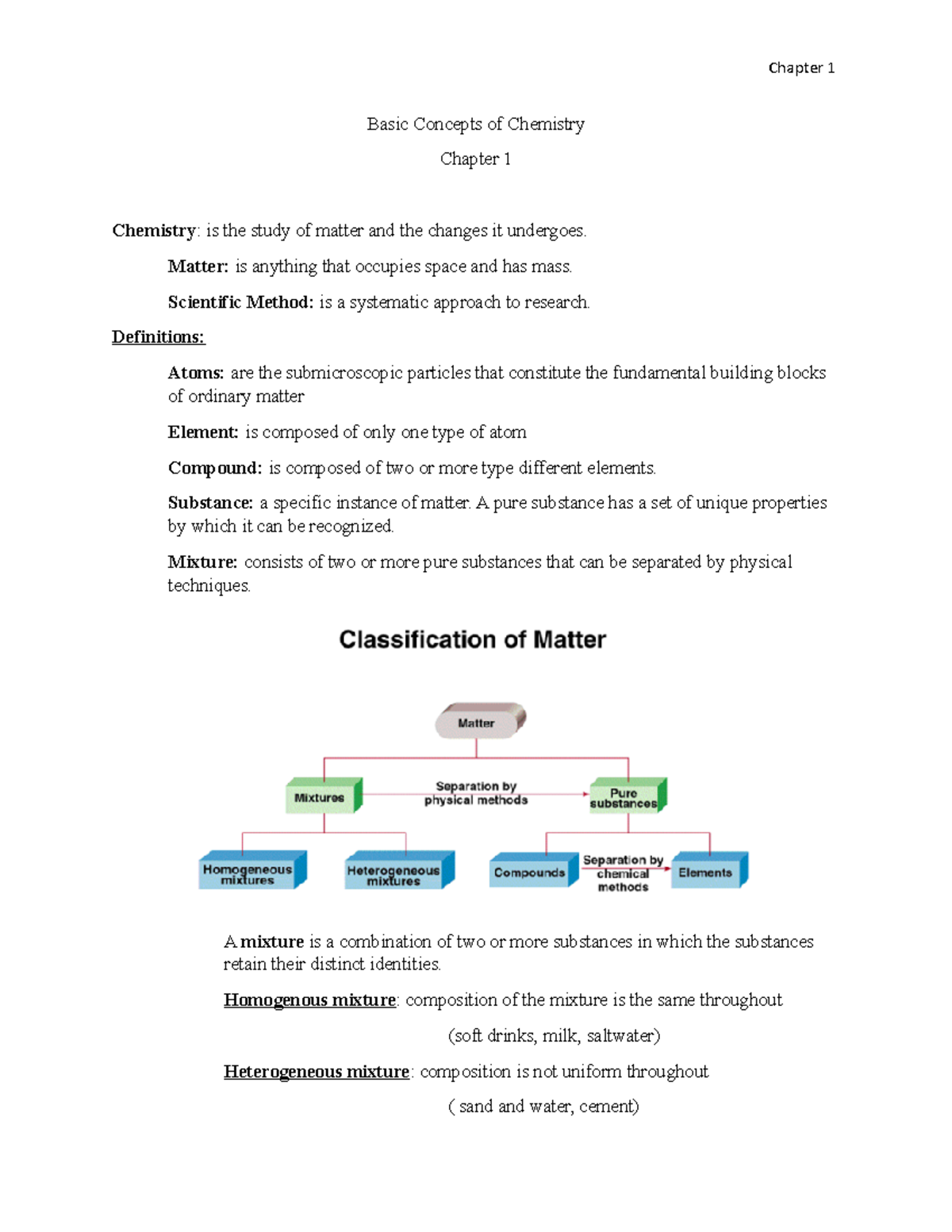 Chapter 1 - chemistry review - Chapter 1 Basic Concepts of Chemistry ...