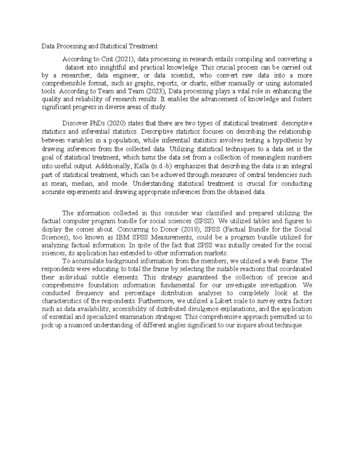 Page 1 Data Processing and Statistical Treatment - Data Processing and ...